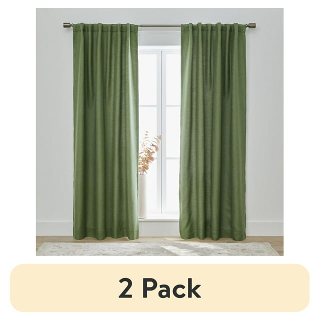 (2 pack) Better Homes & Gardens Linen Blend Curtain, Single Panel, Dark ...