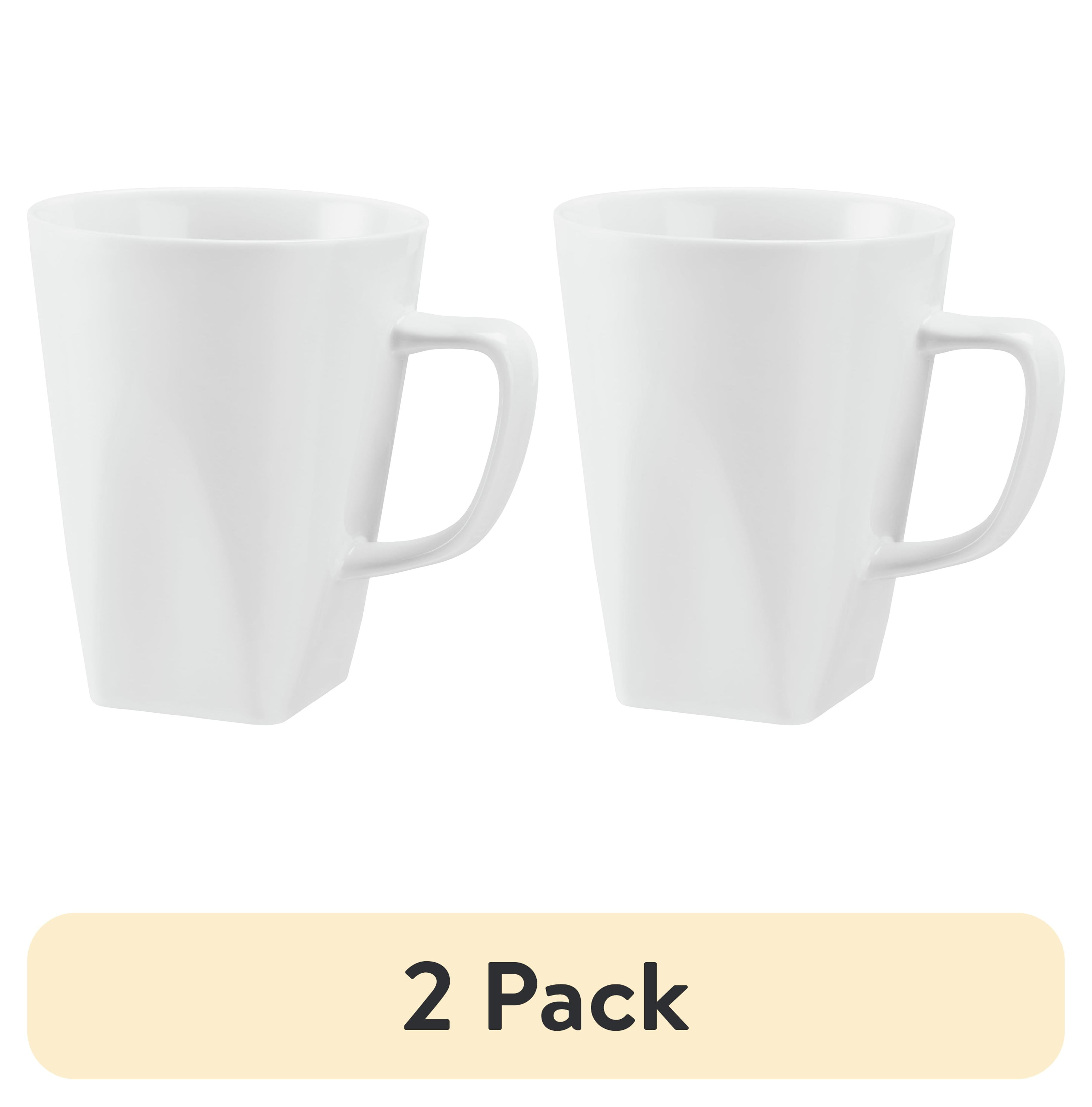 Better Homes & Gardens Set of 2 Loden White Porcelain Coffee Mugs, Chic ...