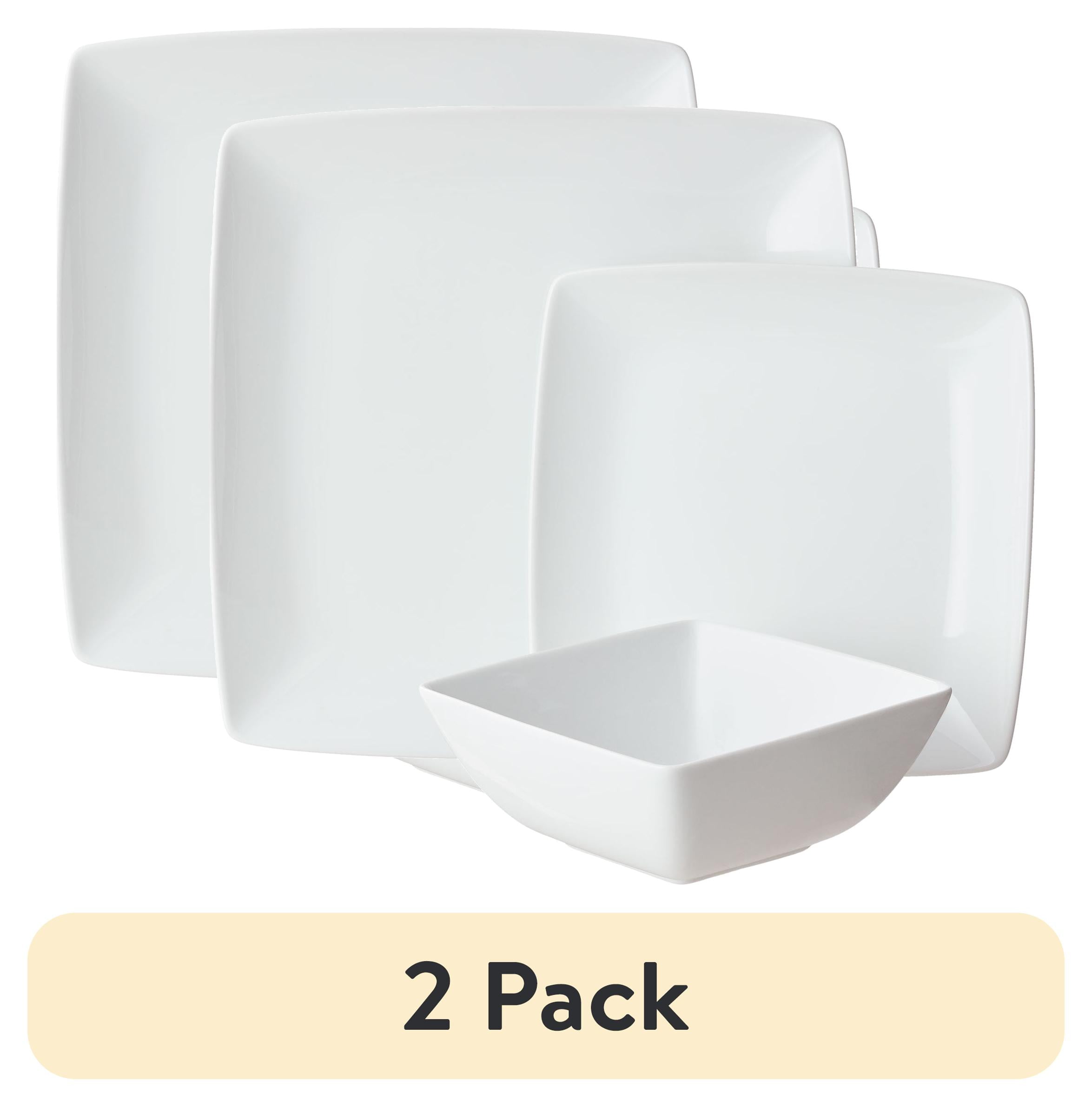 (2 pack) Better Homes & Gardens- Loden White Square Porcelain 12-Piece ...