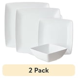 (2 pack) Better Homes & Gardens- Loden White Square Porcelain 12-Piece ...