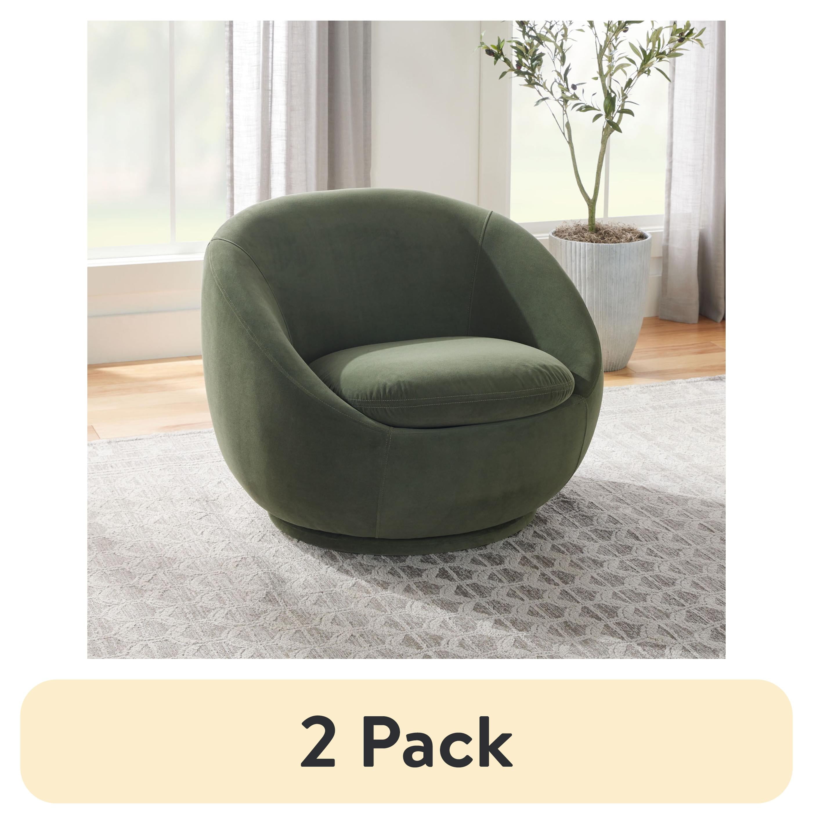 (2 pack) Better Homes & Gardens Mira Swivel Accent Chair, Olive Velvet ...