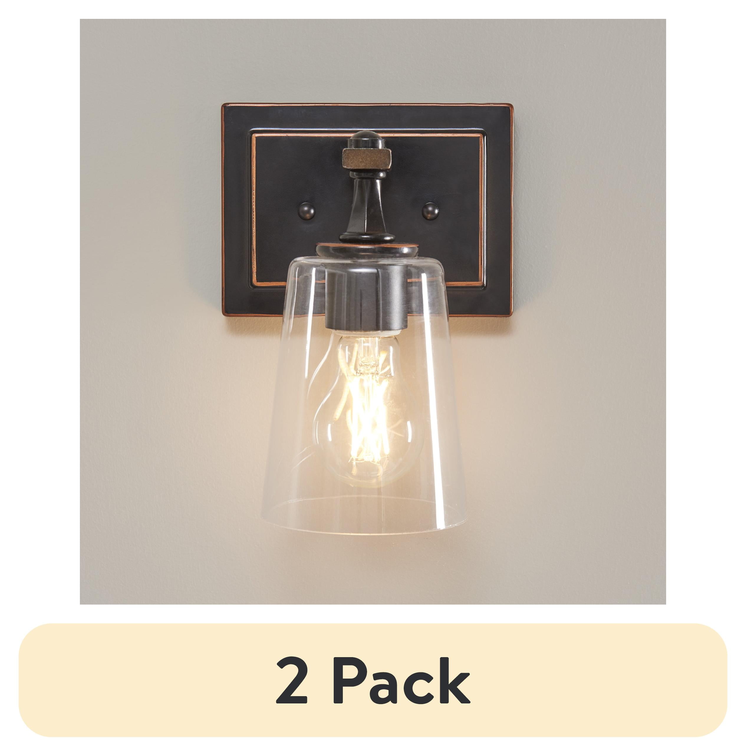 (2 pack) Better Homes & Gardens Modern Wall Scone Vanity Light, Bronze ...