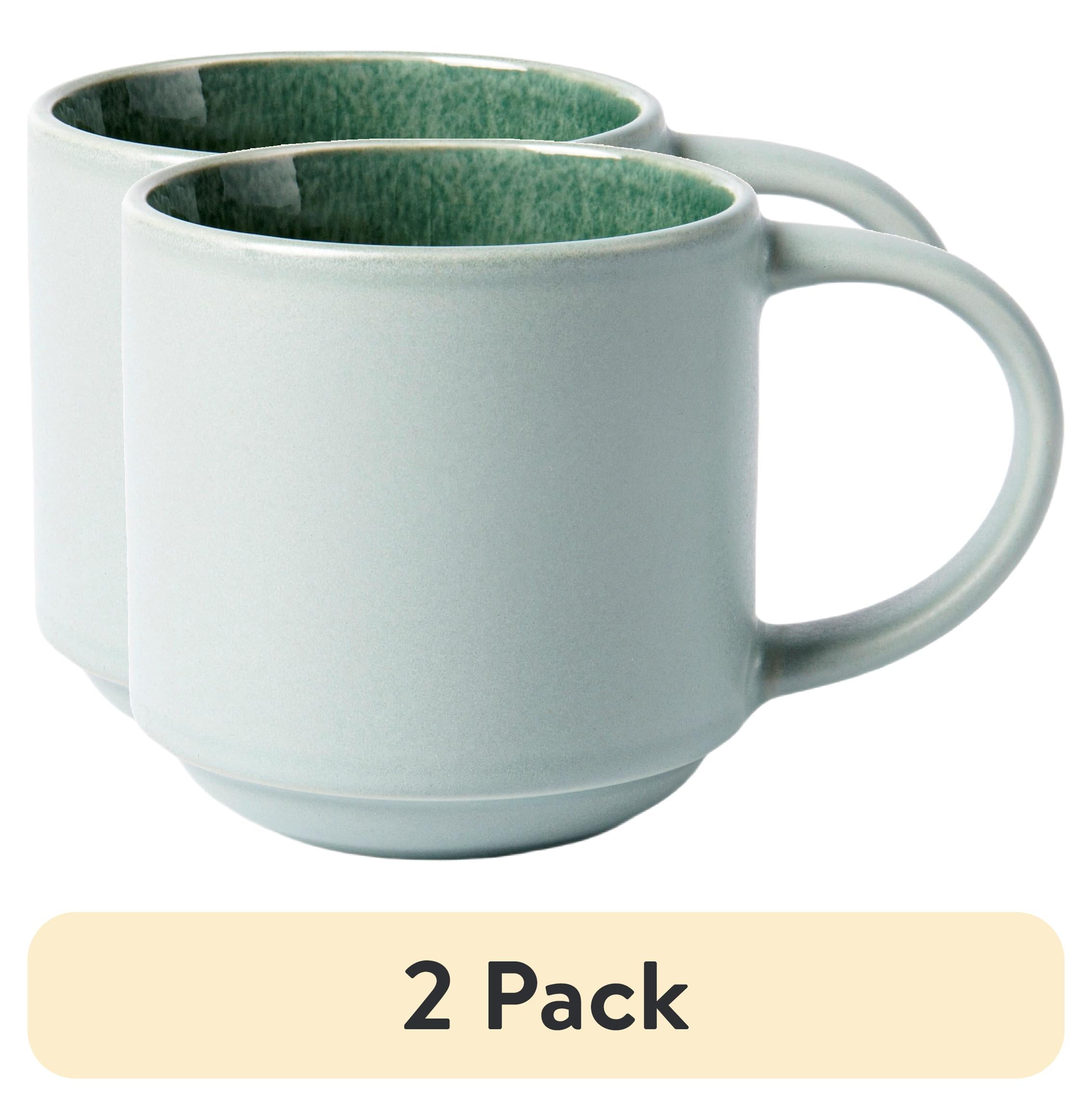 (2 pack) Better Homes & Gardens-Parker Green Stackable Stoneware Coffee Mug, 12 oz - Walmart.com