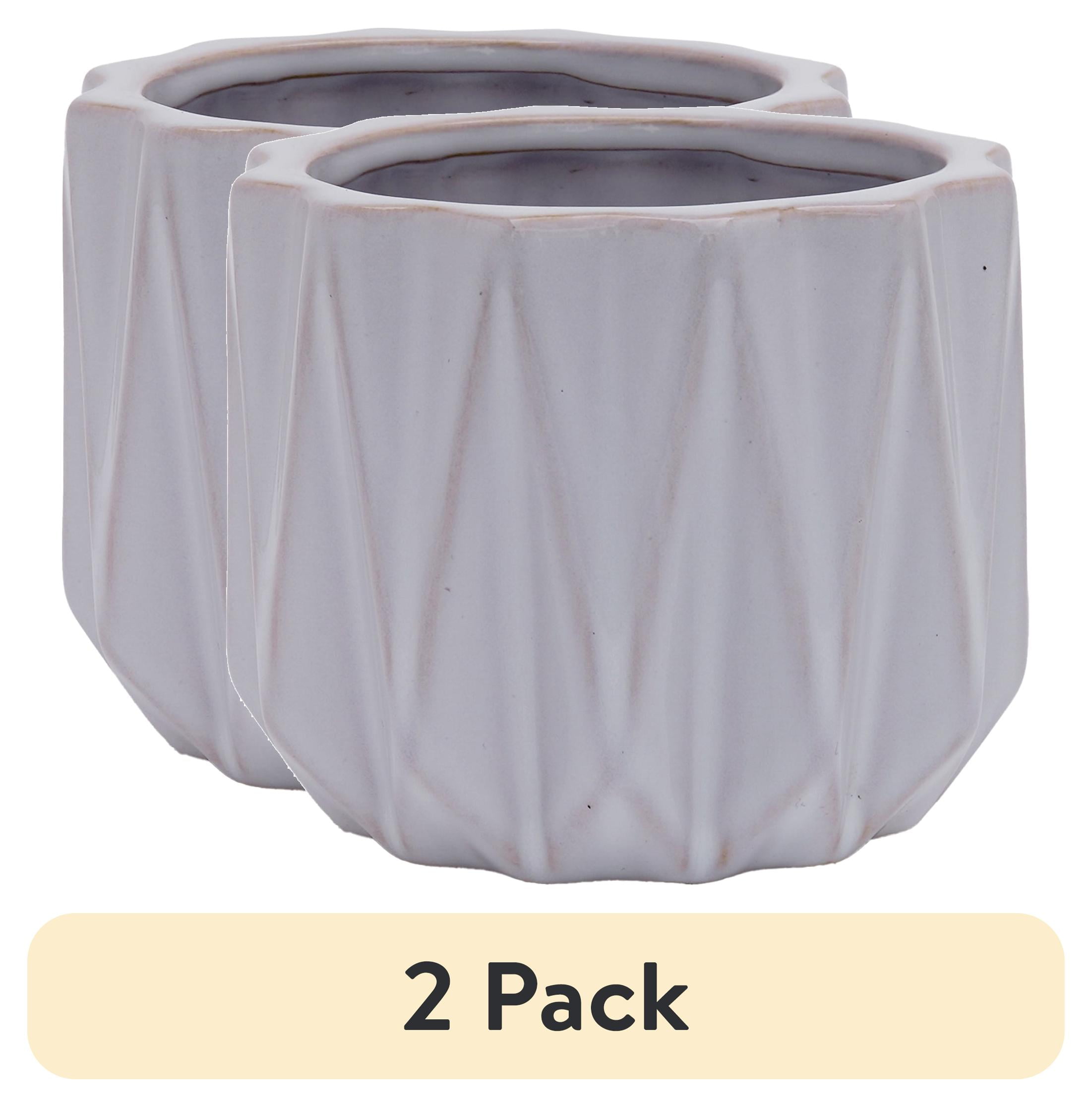 (2 pack) Better Homes & Gardens Pottery 5" Devi Round Ceramic Planter ...