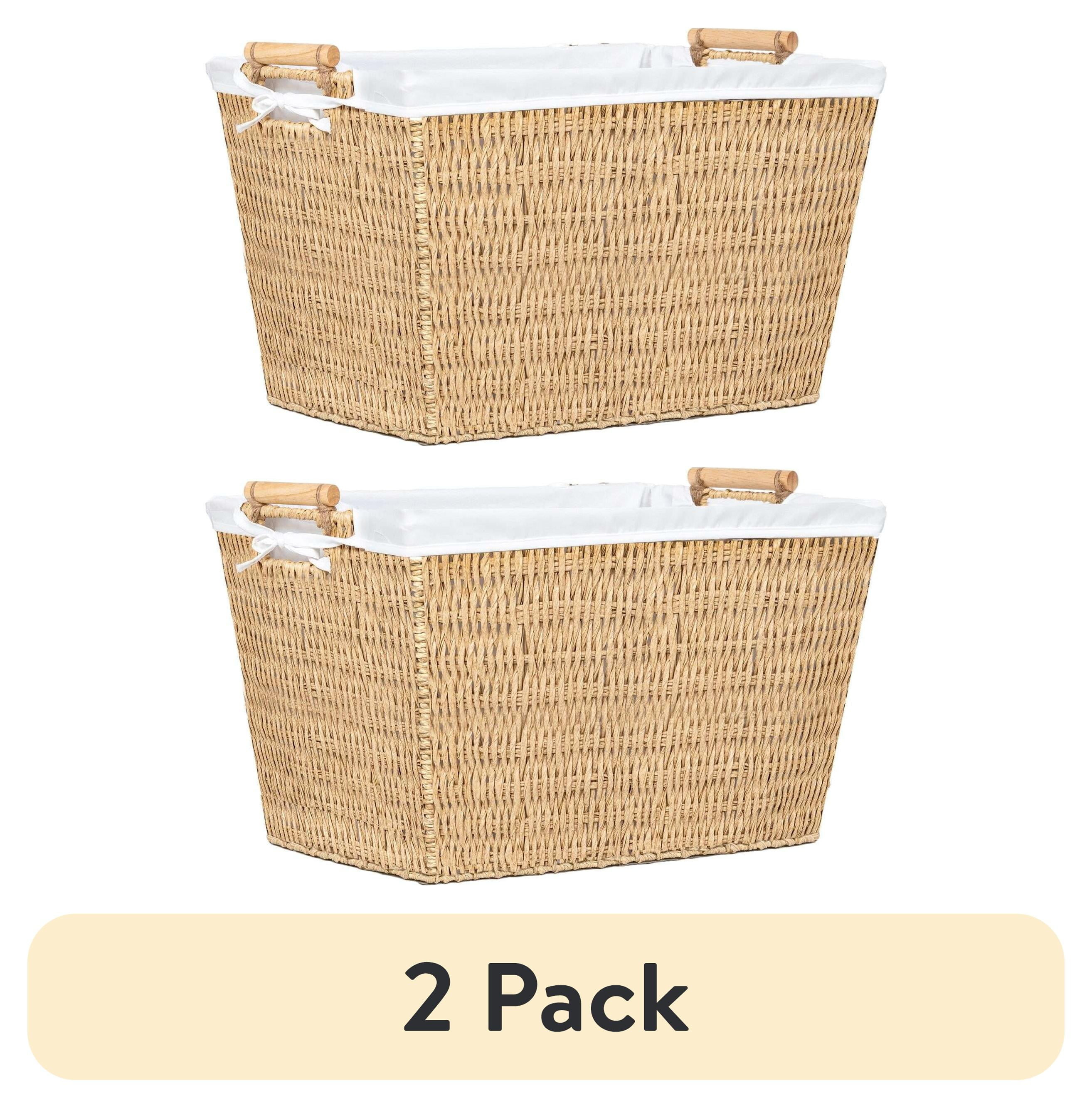 (2 pack) Better Homes & Gardens Resin Poly Rattan Laundry Basket with ...