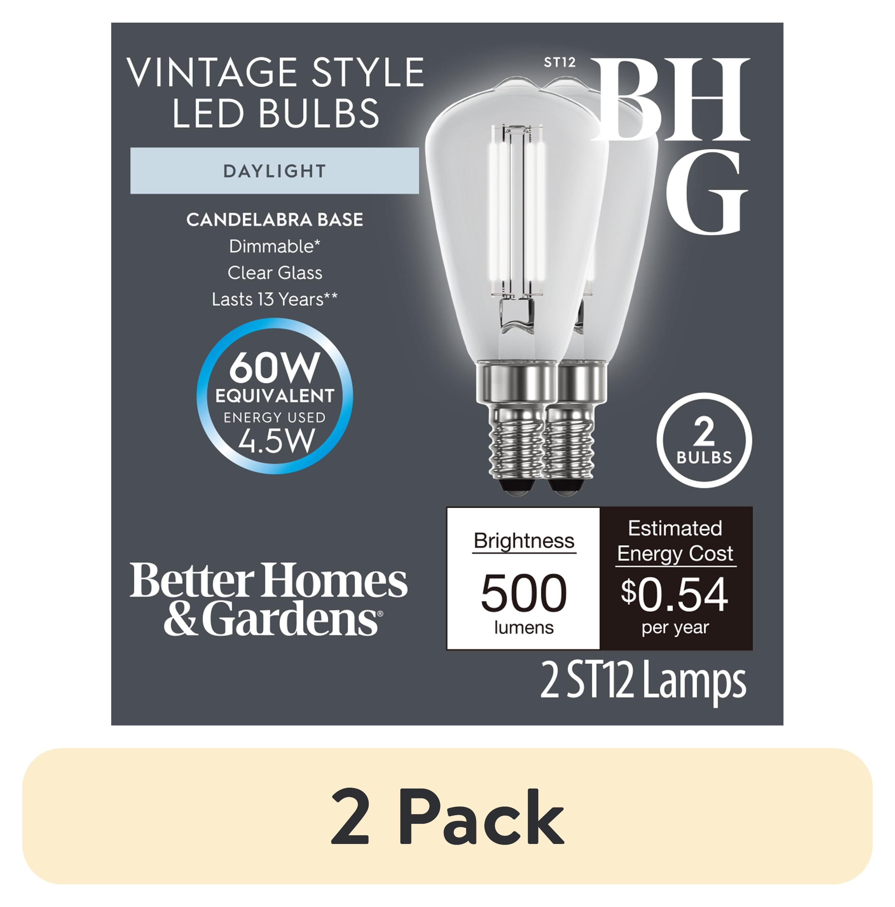 (2 pack) Better Homes & Gardens ST12 LED Vintage Light Bulb, 4.5 Watts ...