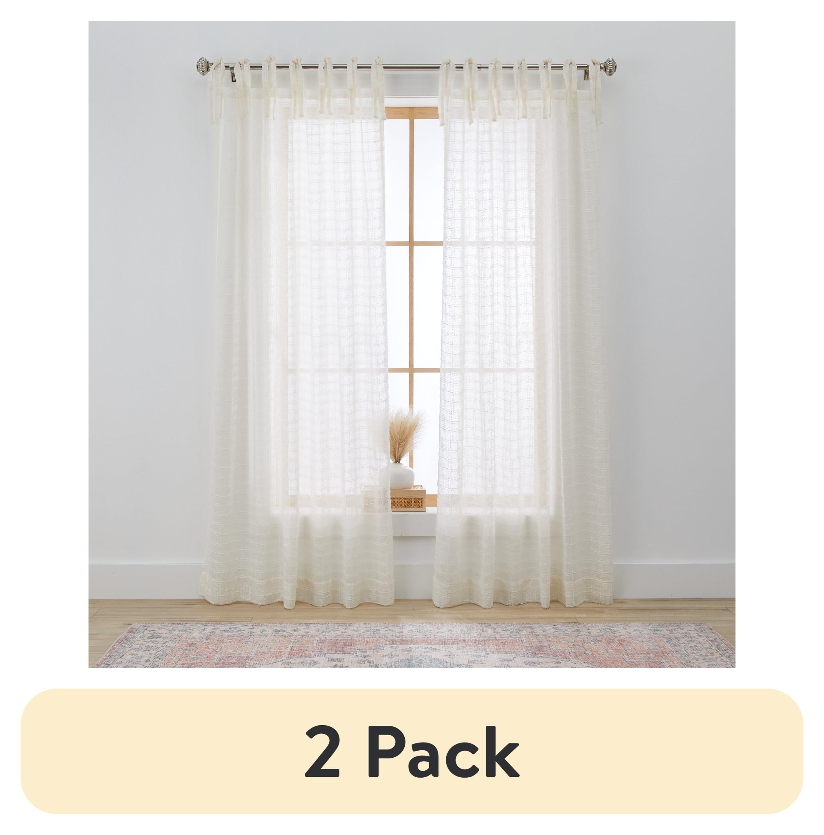 Better Homes & Gardens Sheer Windowpane Stitch Tie-Top Curtain Panel 2 ...