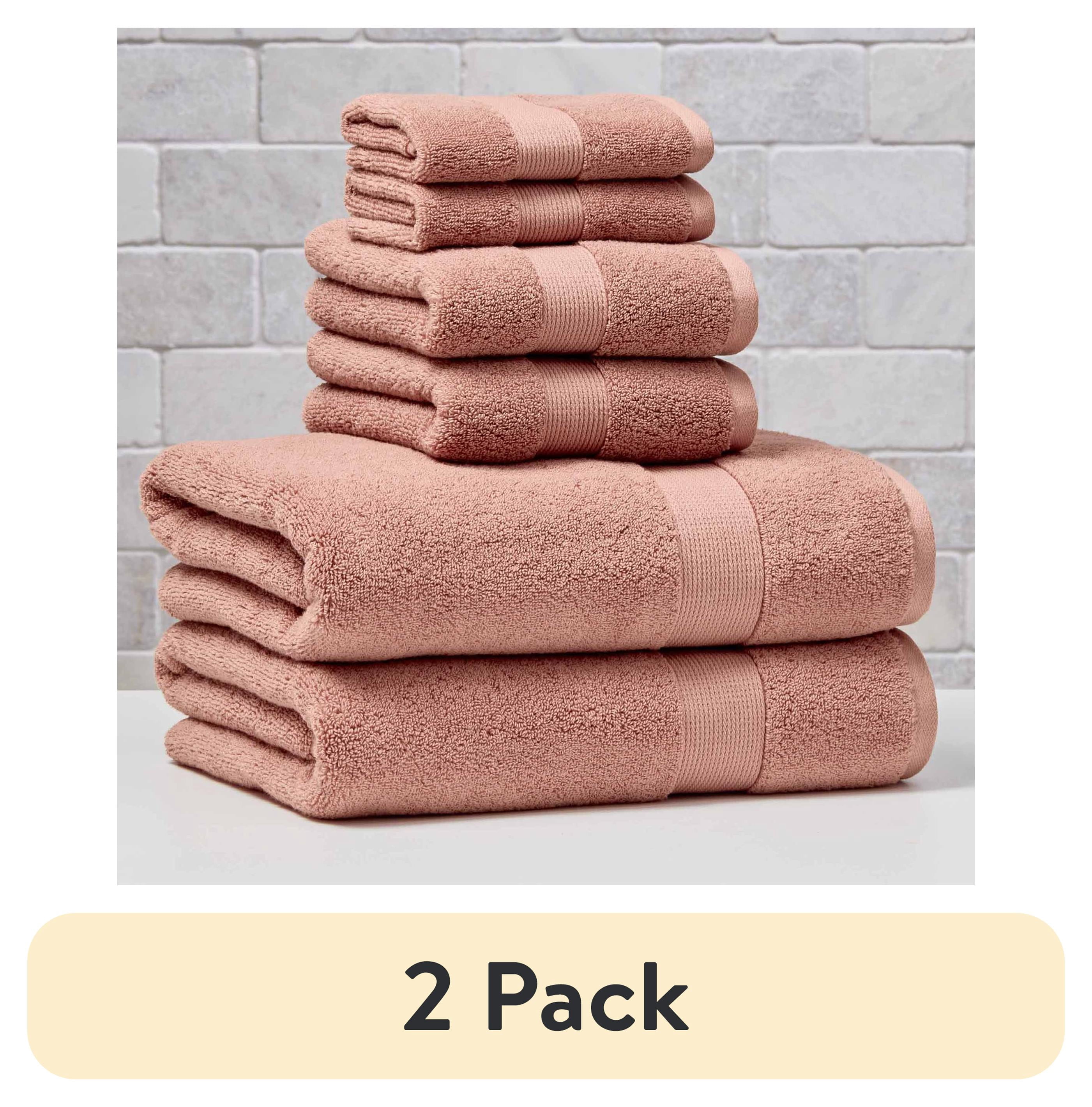 (2 pack) Better Homes & Gardens Signature Soft Solid 6 Piece Towel Set ...
