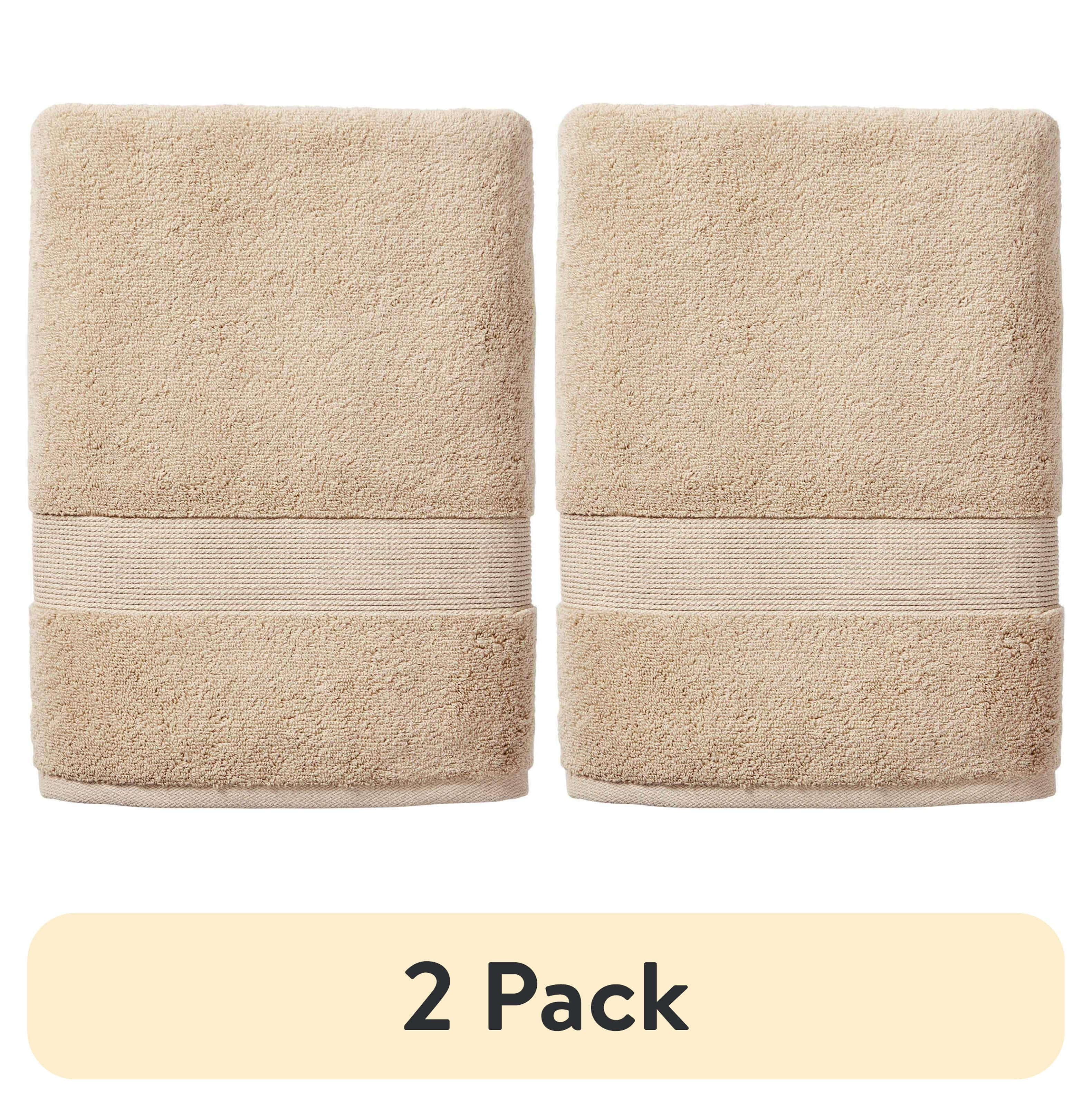 Better Homes & Gardens 2 Pack Signature Soft Cotton Bath Towels, Almond ...