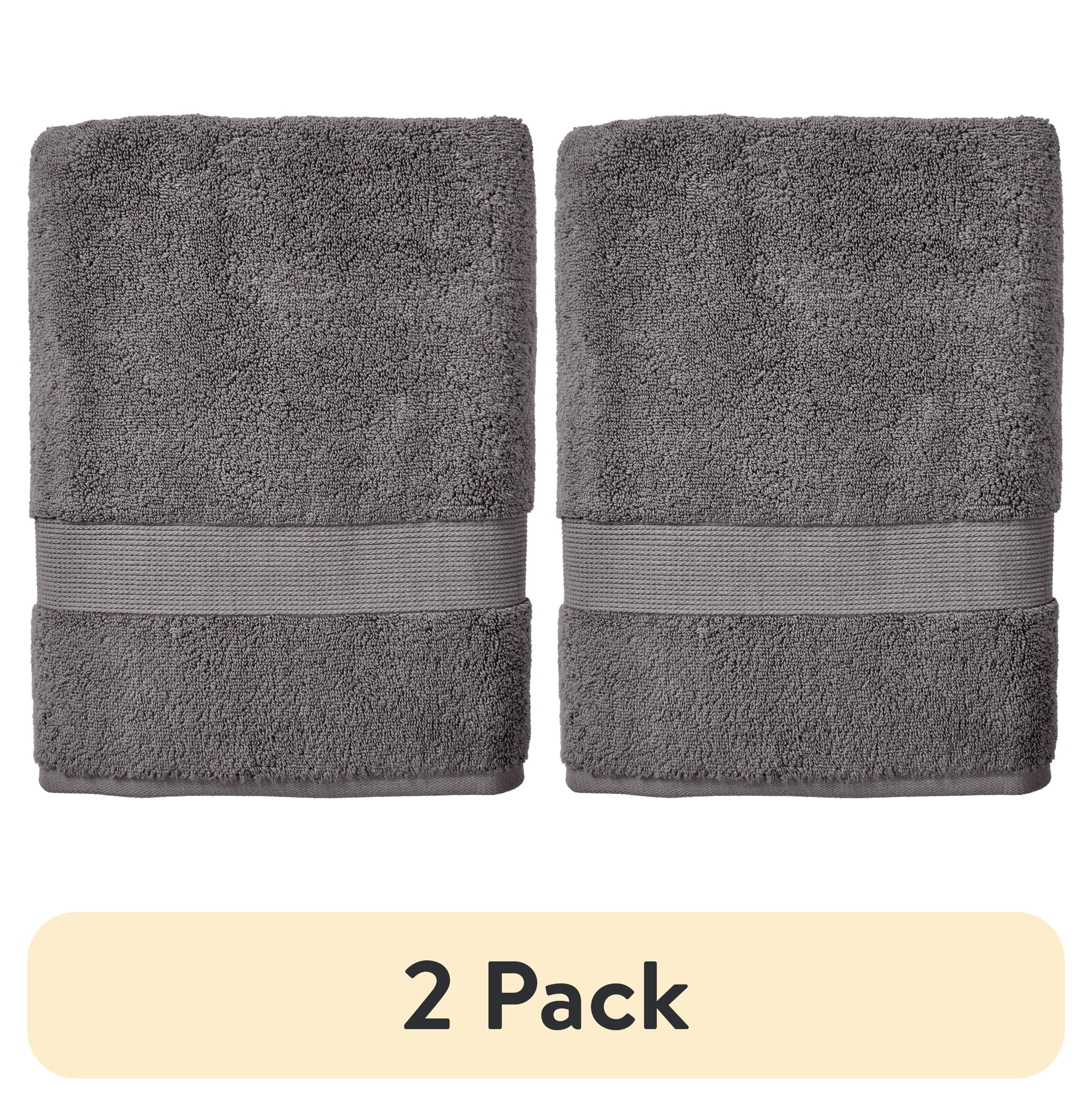 (2 pack) Better Homes & Gardens Signature Soft Solid Bath Towel, Grey ...