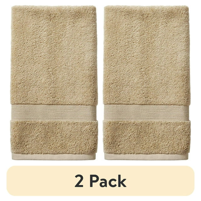 (2 pack) Better Homes & Gardens Signature Soft Solid Hand Towel, Almond ...