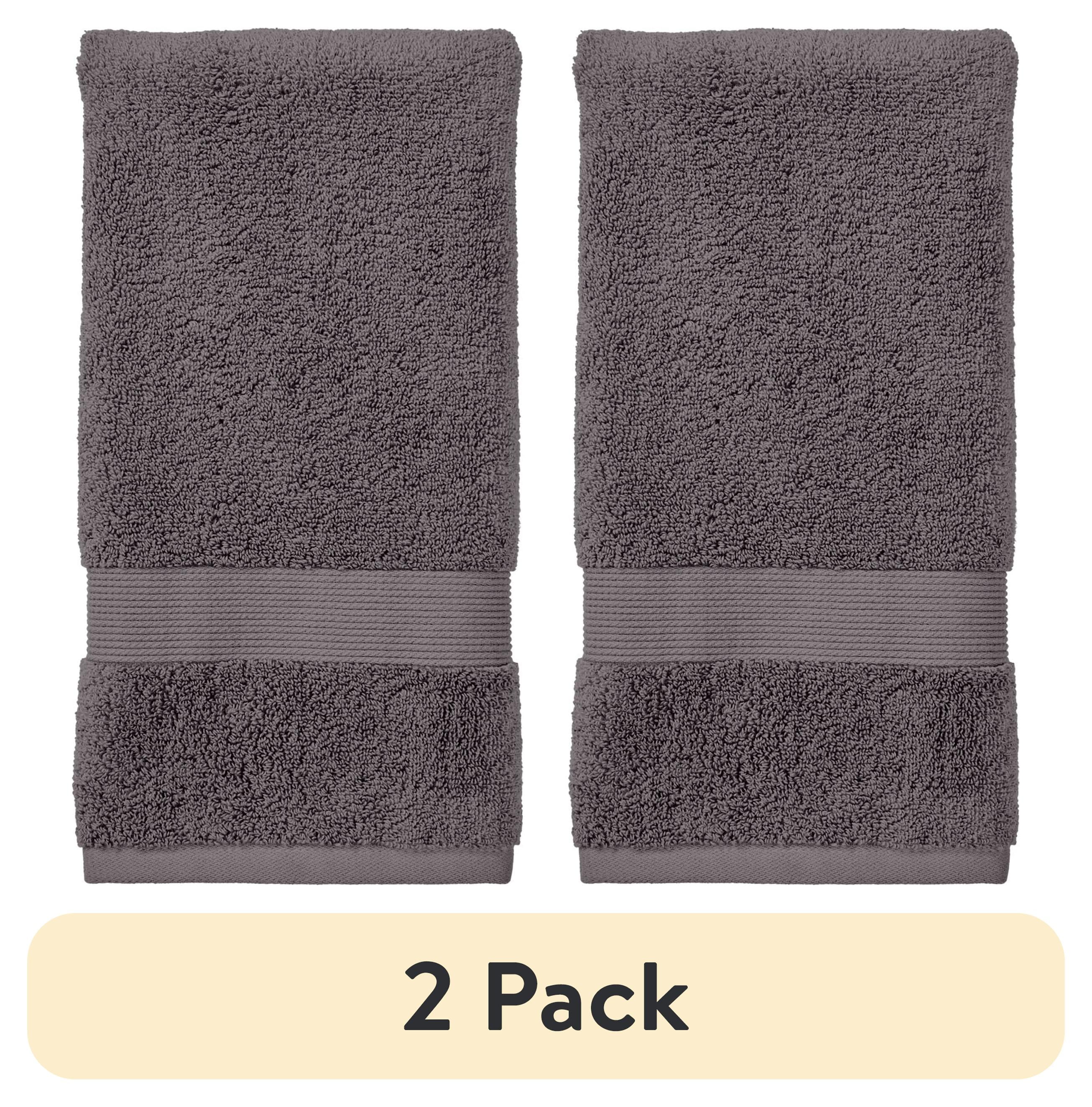(2 pack) Better Homes & Gardens Signature Soft Solid Hand Towel, Grey ...