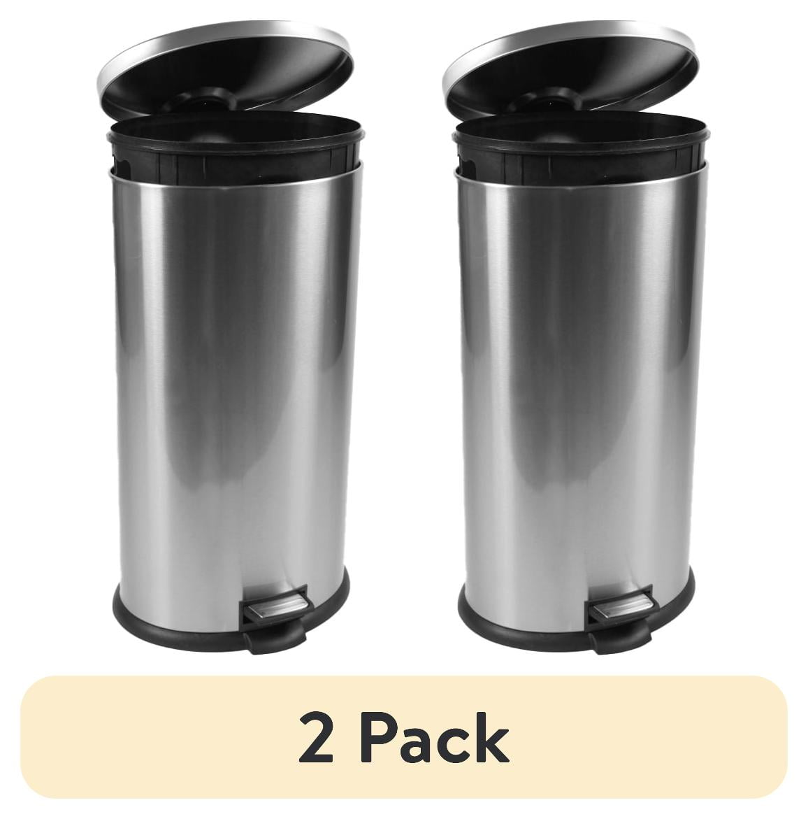 (2 pack) Better Homes & Gardens Trash Can, Stainless Steel 7.9 Gallon ...