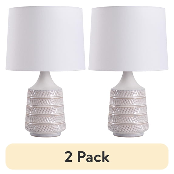 (2 pack) Better Homes & Gardens White and Beige Etched Ceramic Table ...