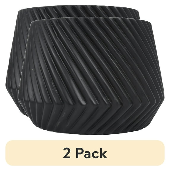 (2 pack) Better Homes and Gardens 6 in Black Ceramic Ridge Planter ...