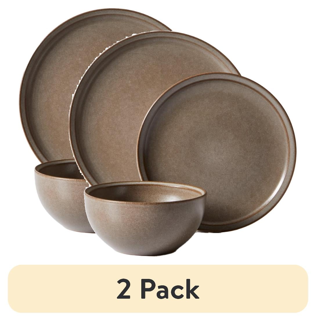 (2 pack) Better Homes and Gardens Banks Brown 12-Piece Stoneware ...