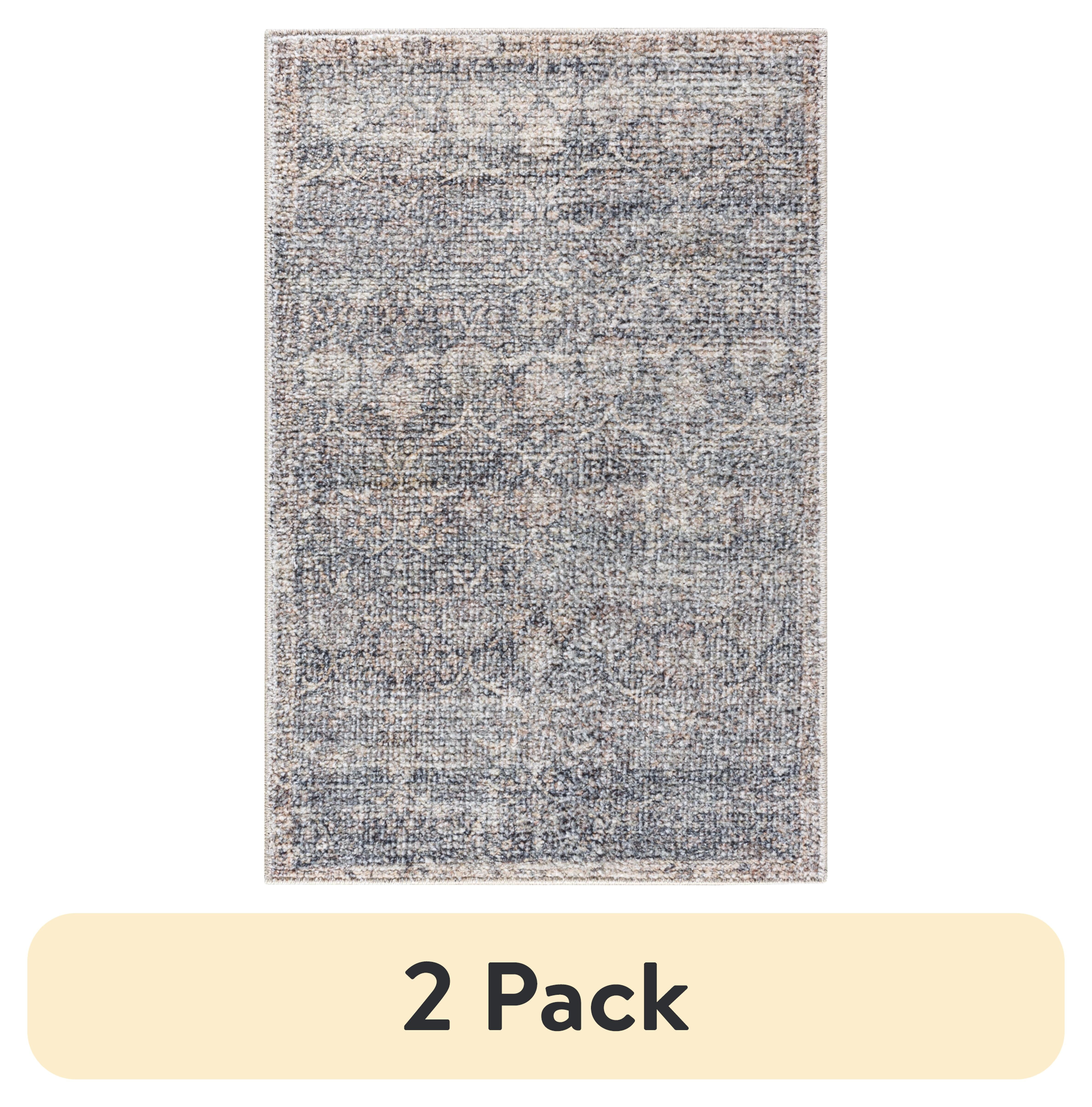 Better Homes & Gardens Damask Multi Accent Rug 2 Pack Machine Woven ...