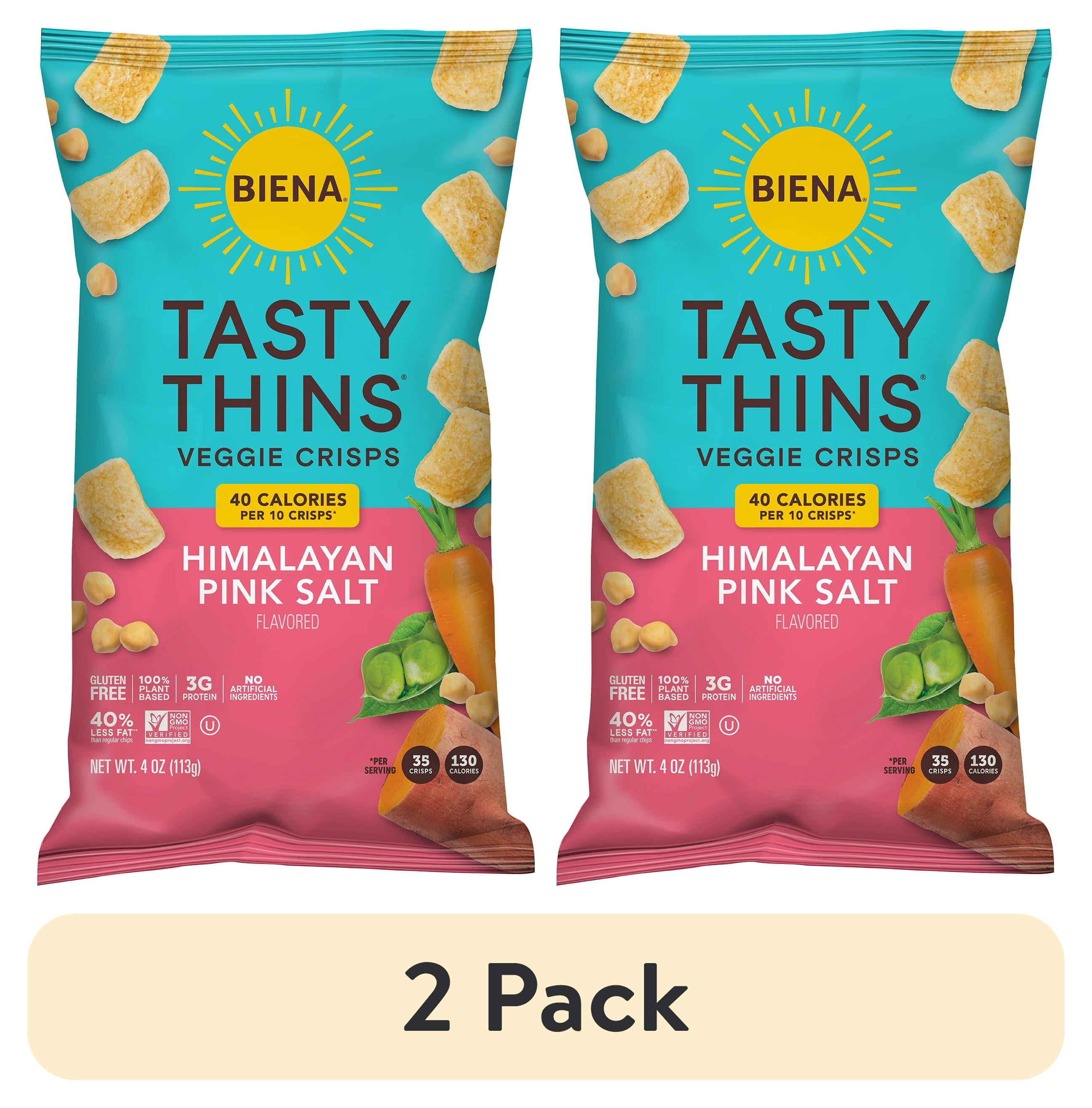 (2 pack) Biena Tasty Thins Snack Crisps, Himalayan Pink Salt Flavor ...
