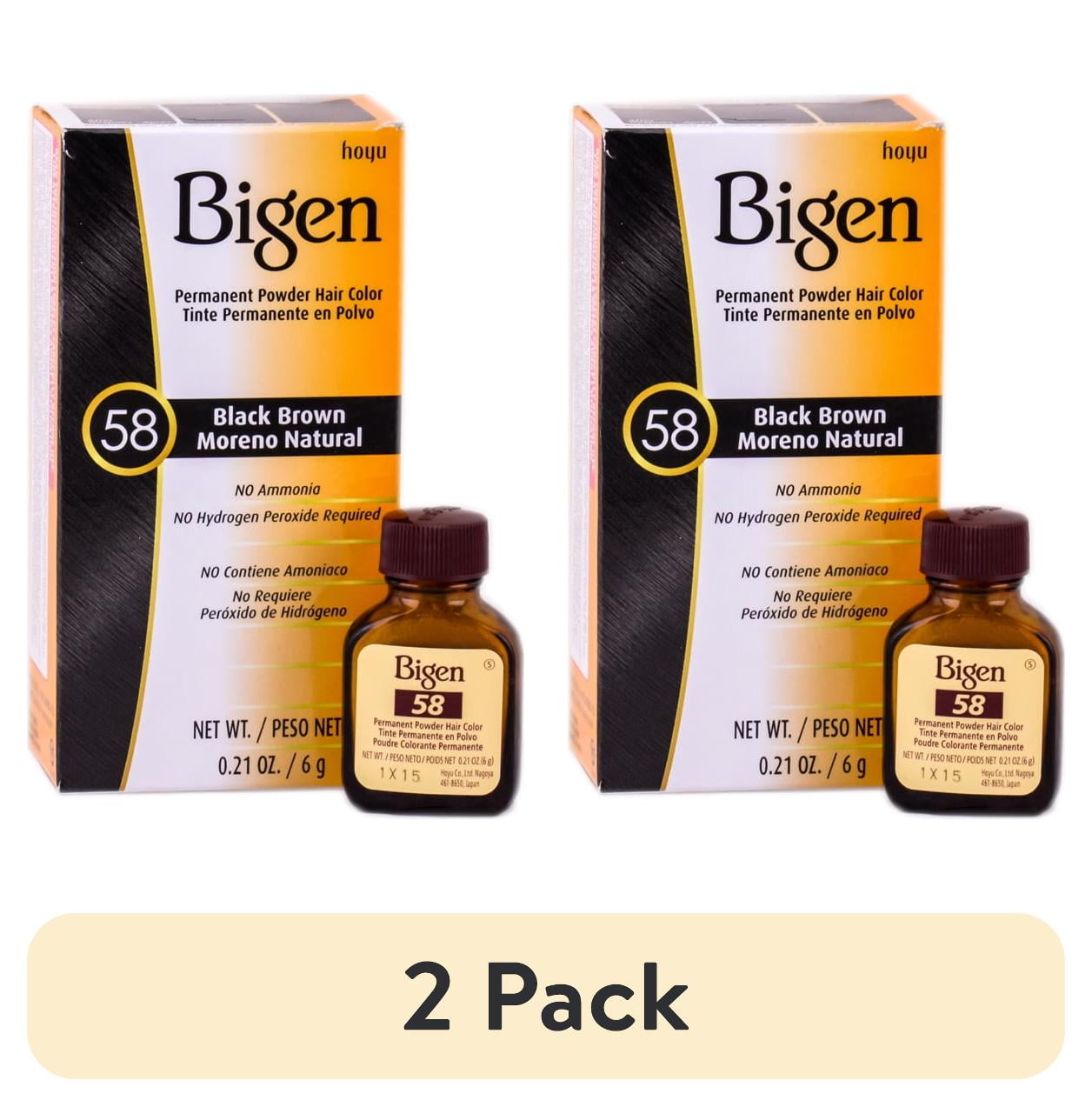 (2 pack) Bigen Permanent Powder Hair Color 58 Black Brown 1 ea., Adult ...