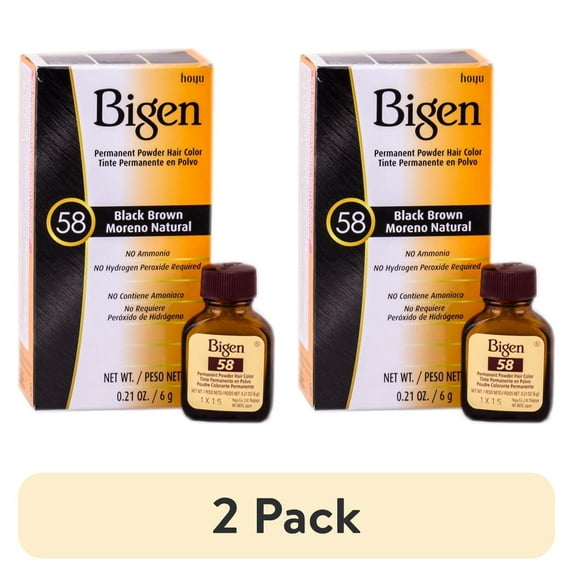 (2 pack) Bigen Permanent Powder Hair Color 58 Black Brown 1 ea., Adult ...