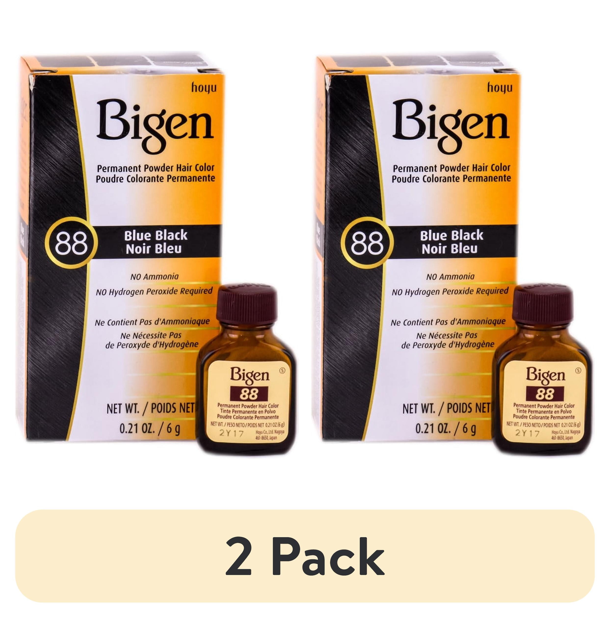 (2 pack) Bigen Permanent Powder Hair Color, 88 Blue Black, 0.21 oz ...