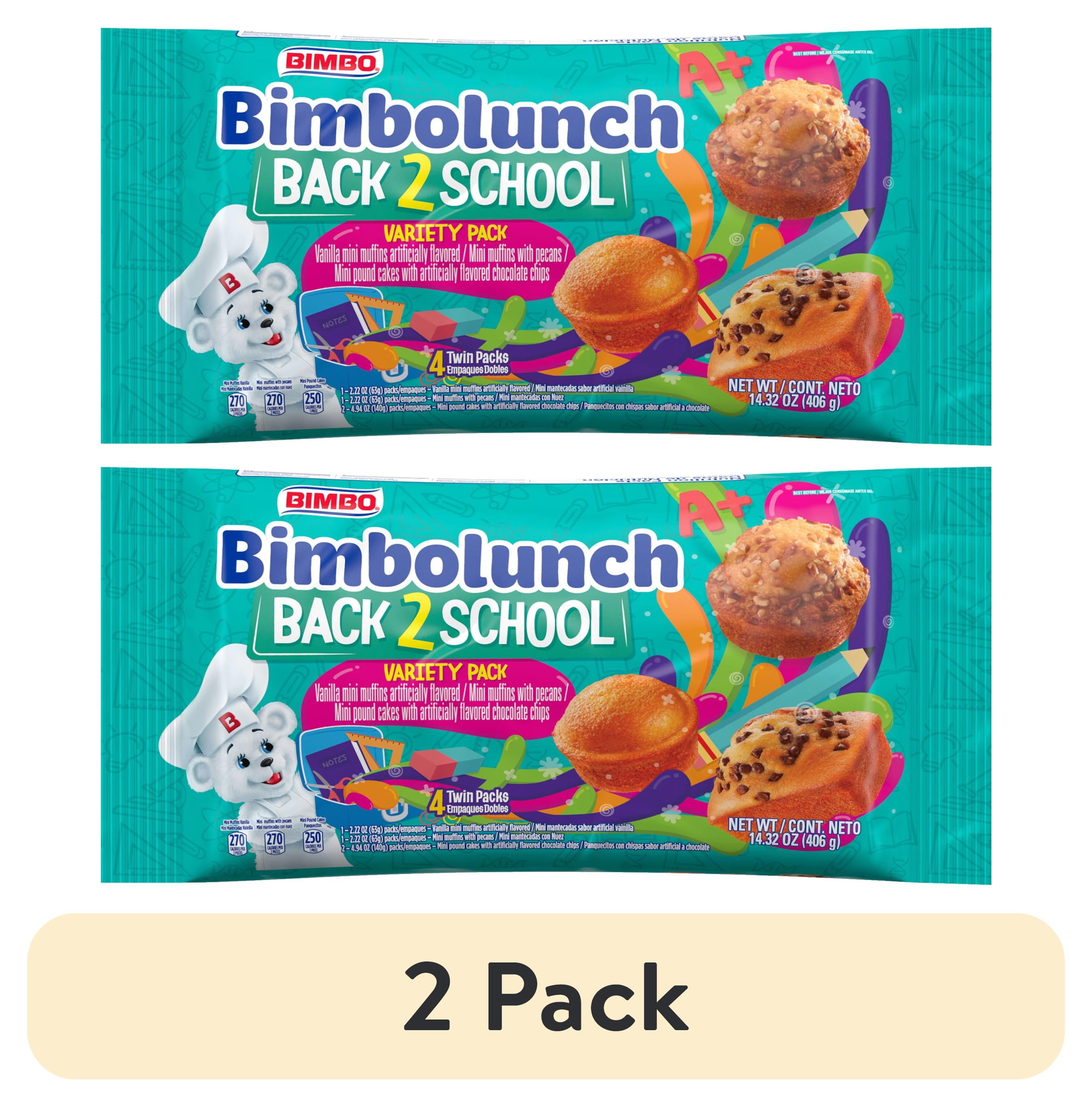 (2 pack) Bimbo Lunch Back 2 School Variety Snack Pack, Mini Muffins ...