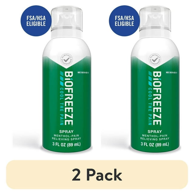 (2 pack) Biofreeze Pain Relief Spray, Back Knee Muscle Joint and Arthritis Pain Relievers ...