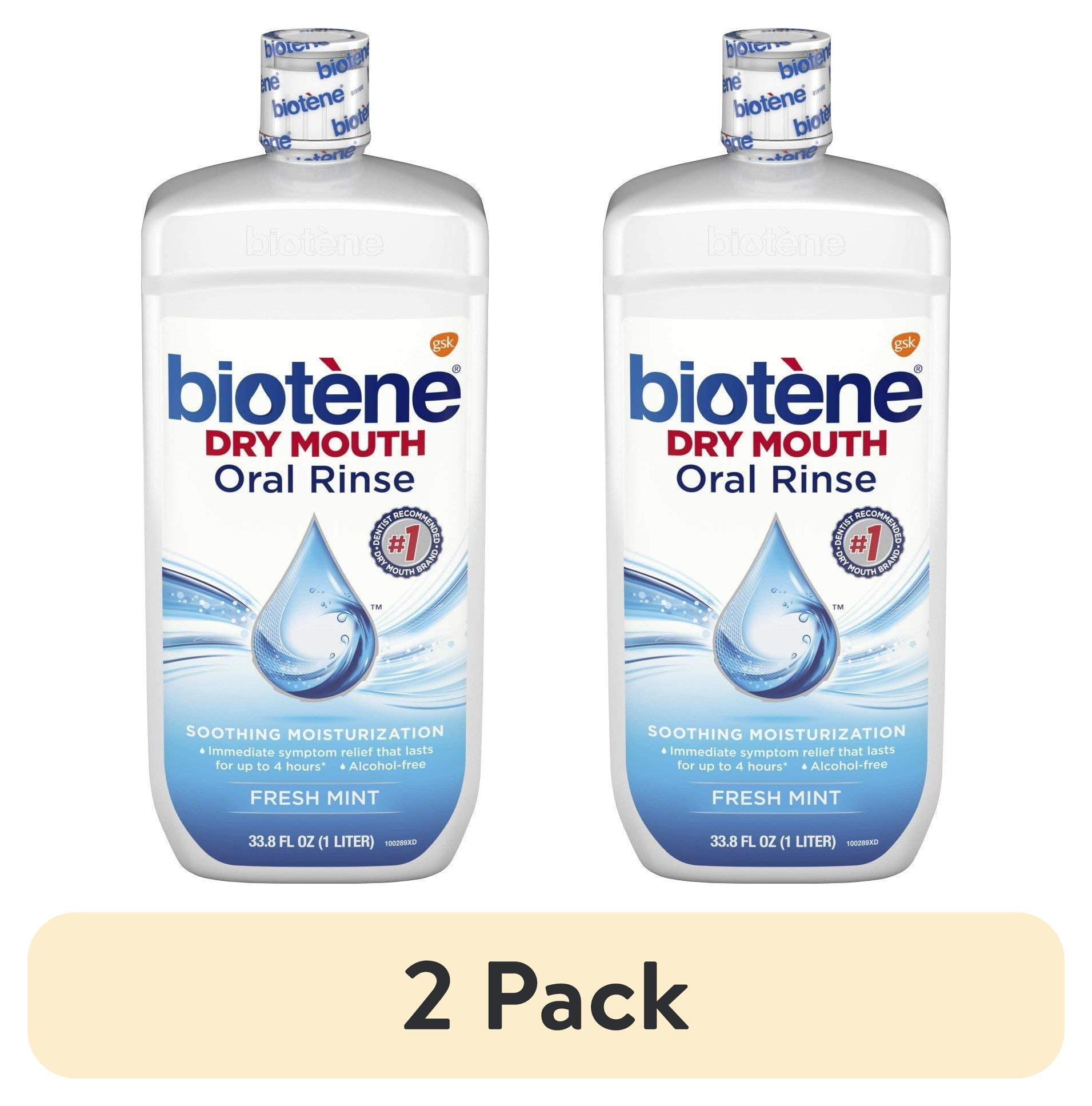 (2 pack) Biotene Fresh Mint Moisturizing Oral Rinse Mouthwash 33.8 oz ...