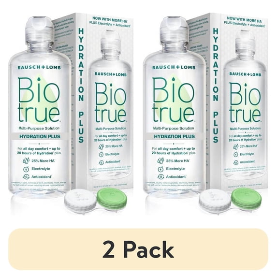 (2 pack) Biotrue Hydration Plus Multi-Purpose Contact Lens Solution and ...