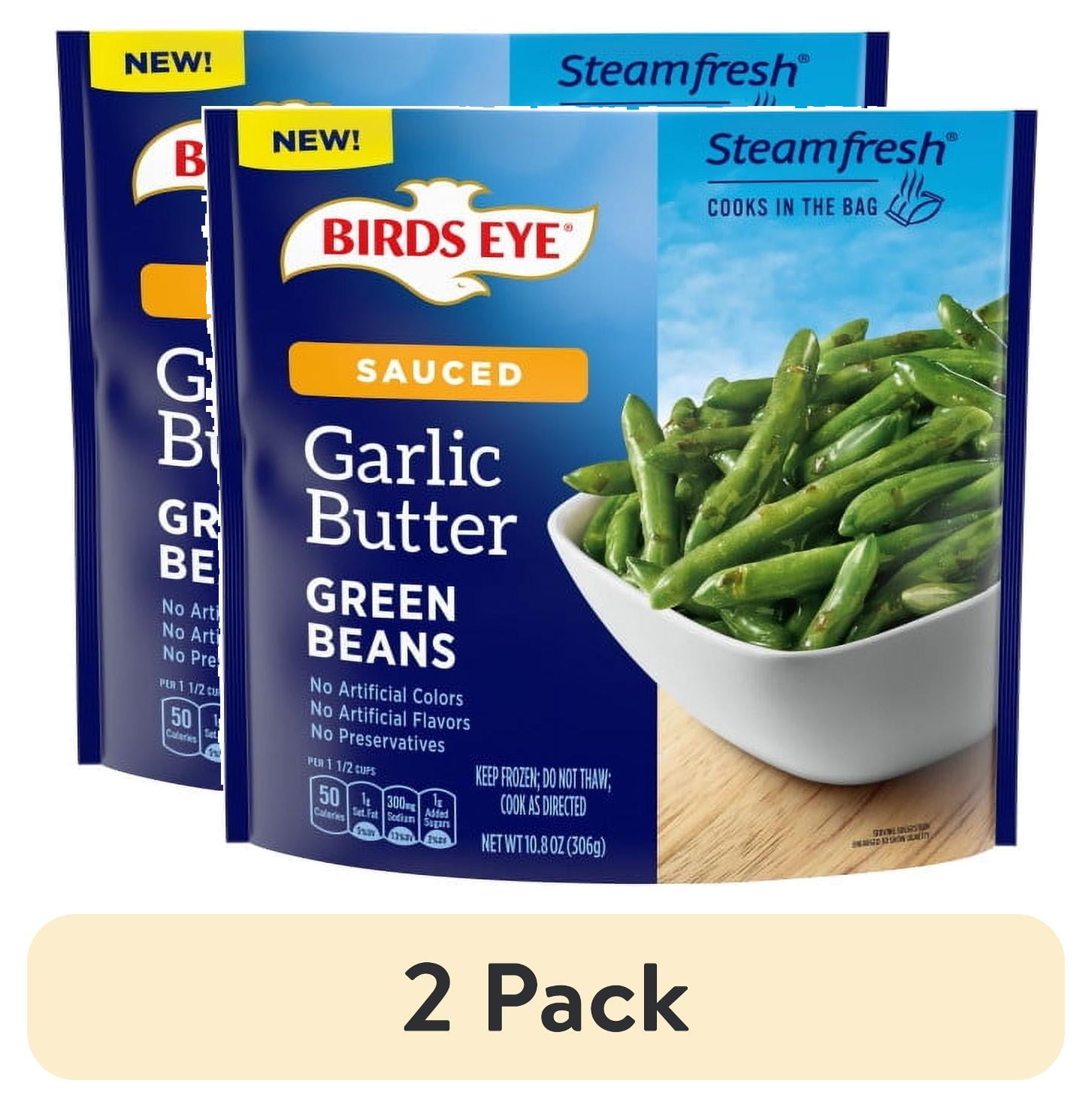(2 pack) Birds Eye Steamfresh Garlic Butter Green Beans, Frozen ...