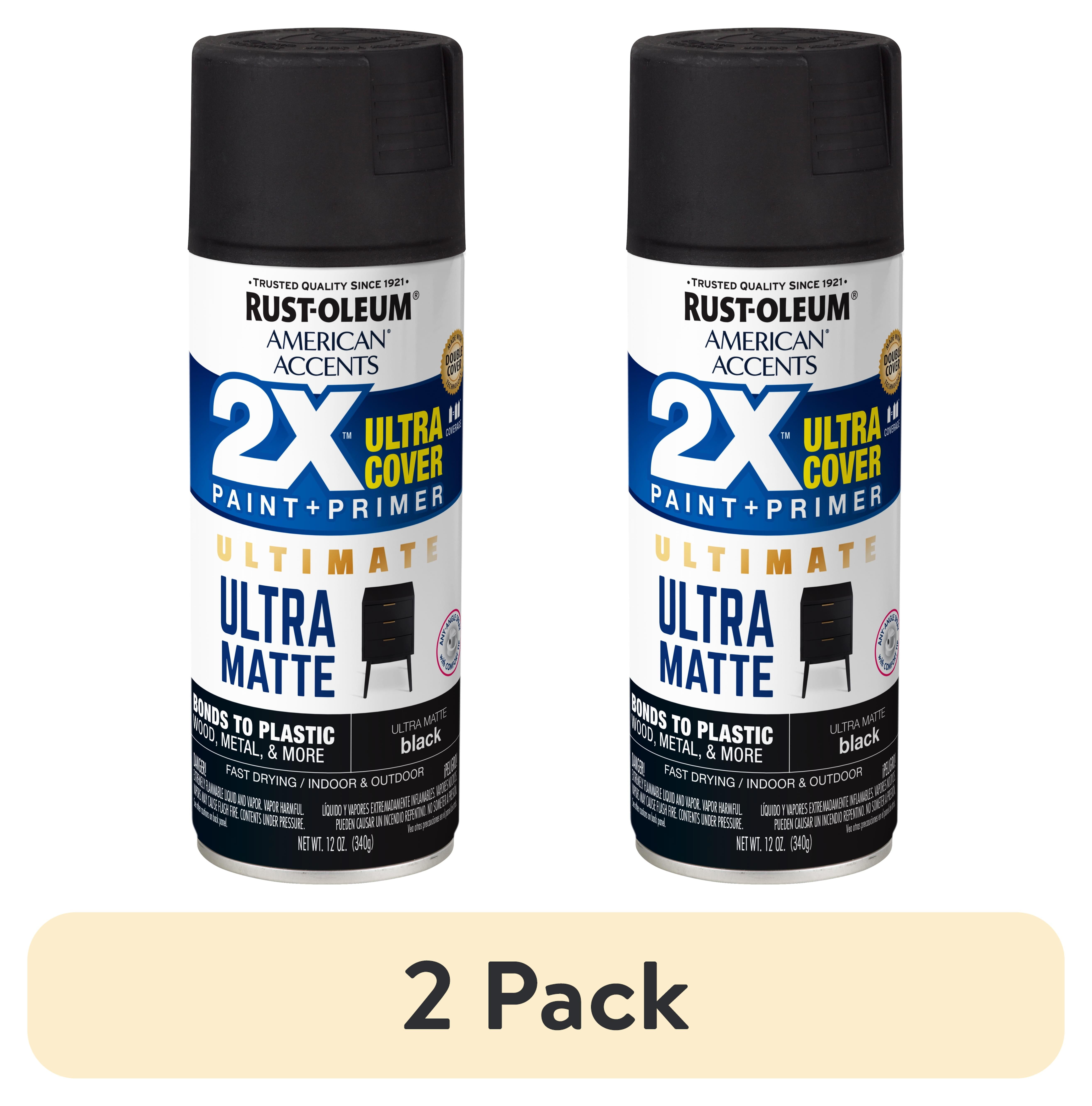 (2 pack) Black, Rust-Oleum American Accents 2X Ultra Cover Ultra Matte ...