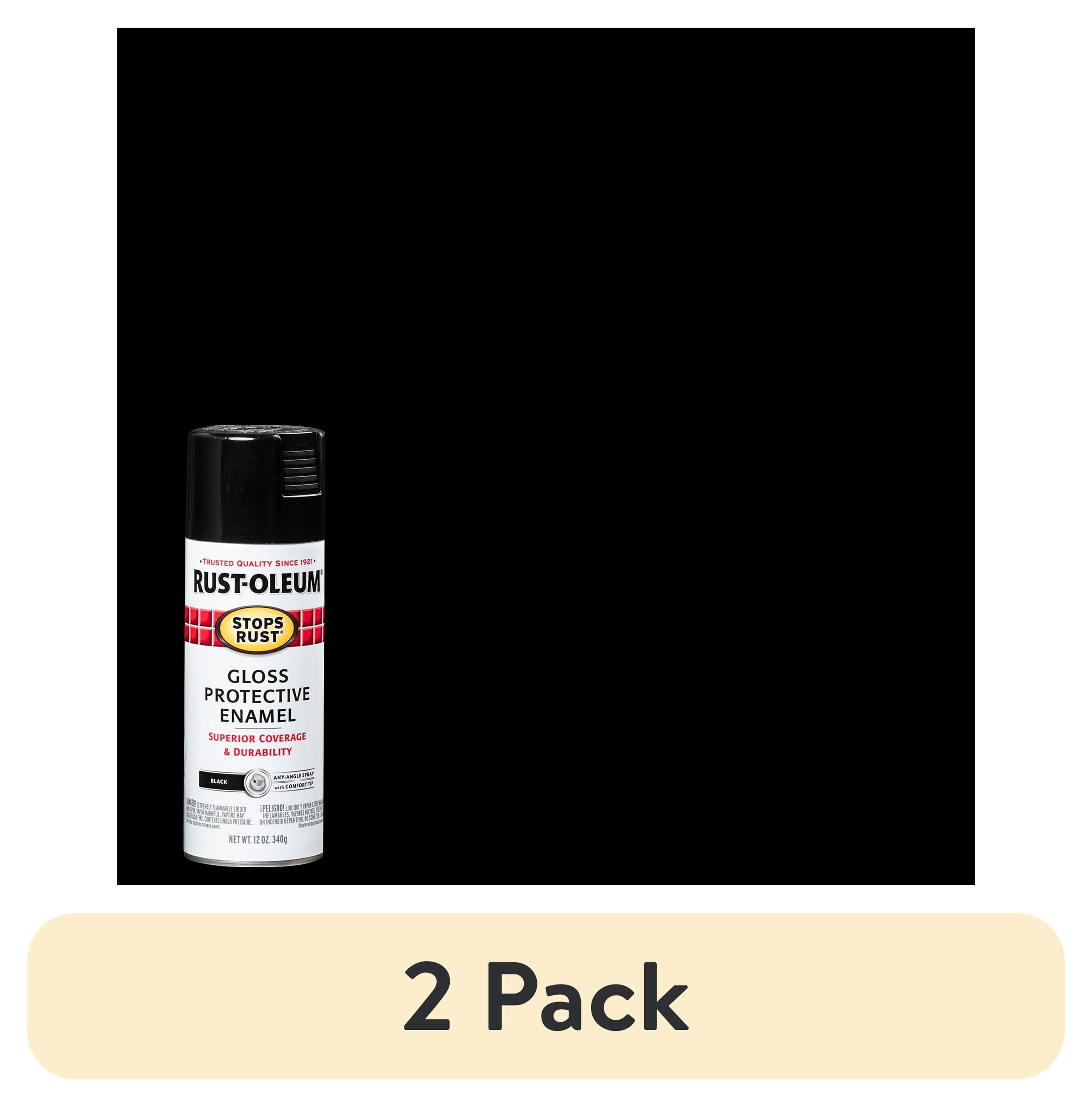 (2 pack) Black, Rust-Oleum Stops Rust Gloss Protective Enamel Spray ...