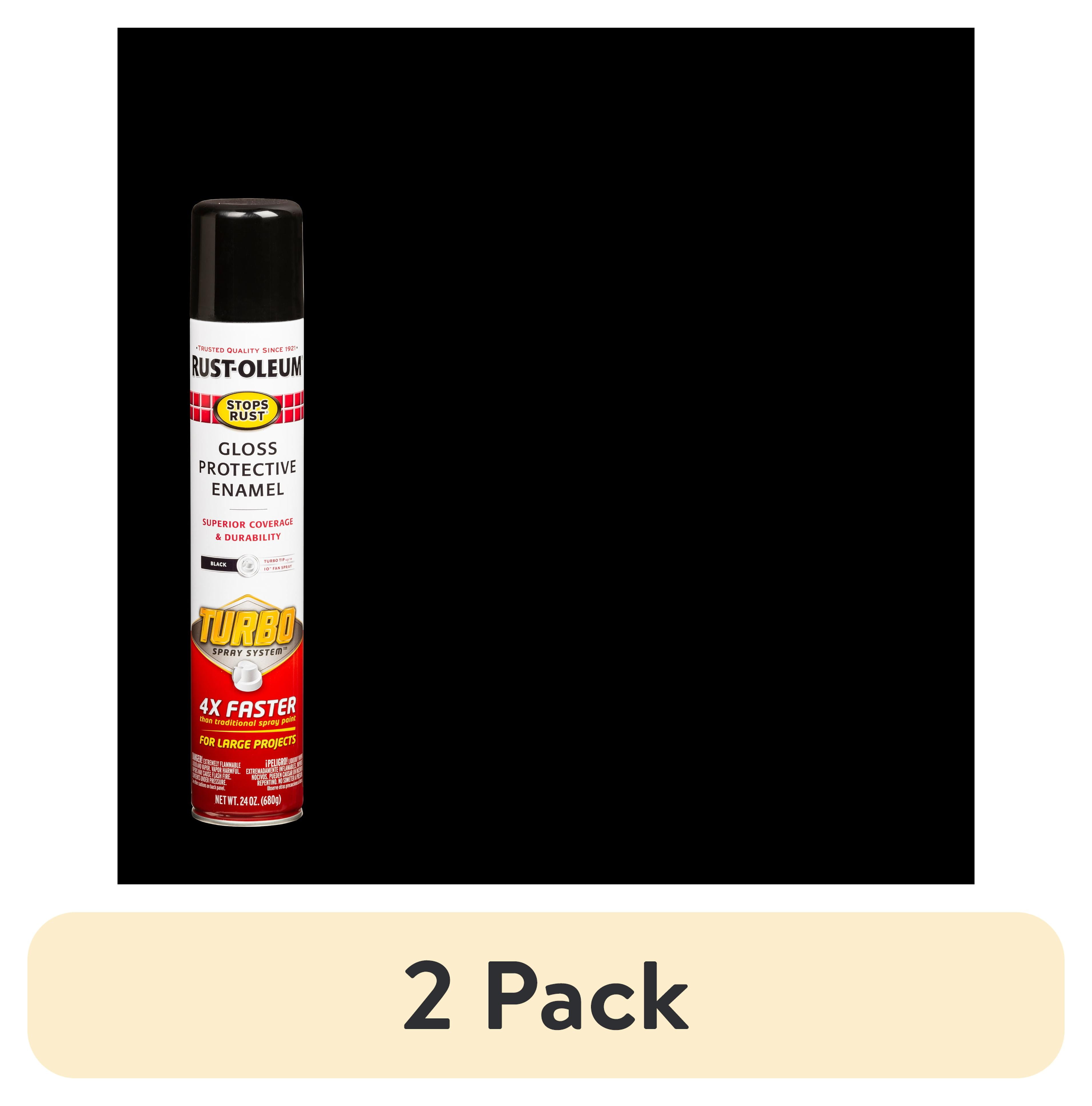(2 pack) Black, Rust-Oleum Stops Rust Gloss Turbo Protective Enamel ...