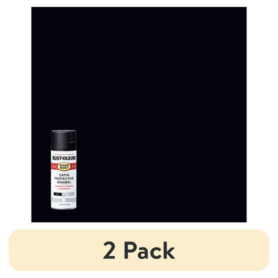 (2 pack) Black, Rust-Oleum Stops Rust Satin Protective Enamel Spray ...