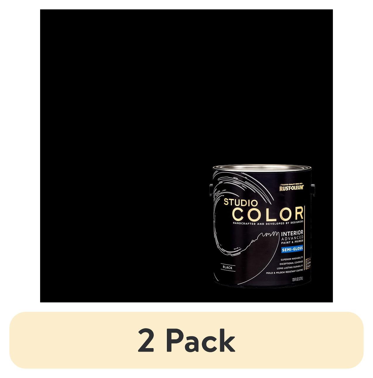 (2 pack) Black, Rust-Oleum Studio Color Interior + Primer Semi-Gloss ...