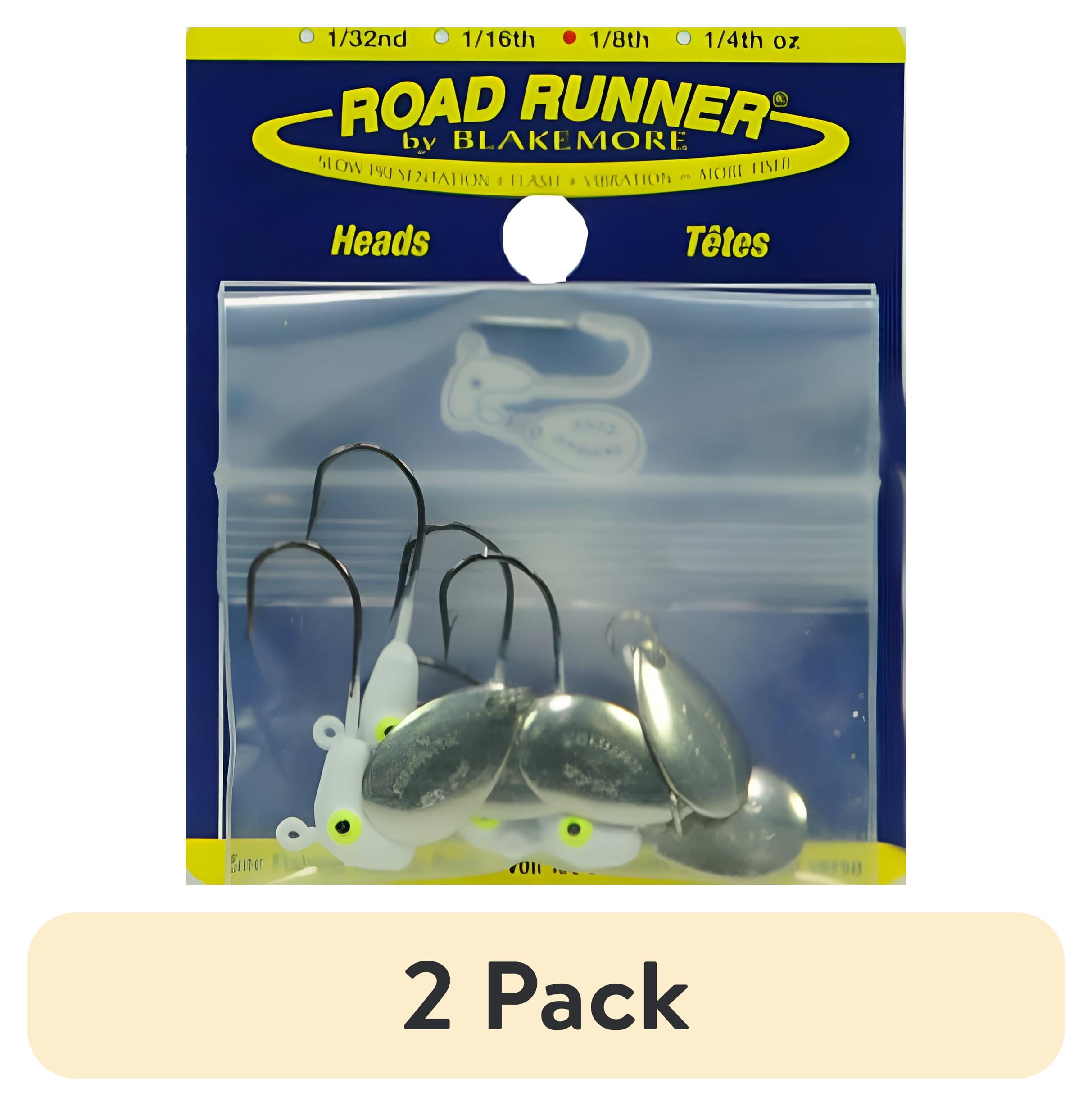 (2 pack) Blakemore Road Runner ,1/8-ounce, White, Underspin Fishing jig ...