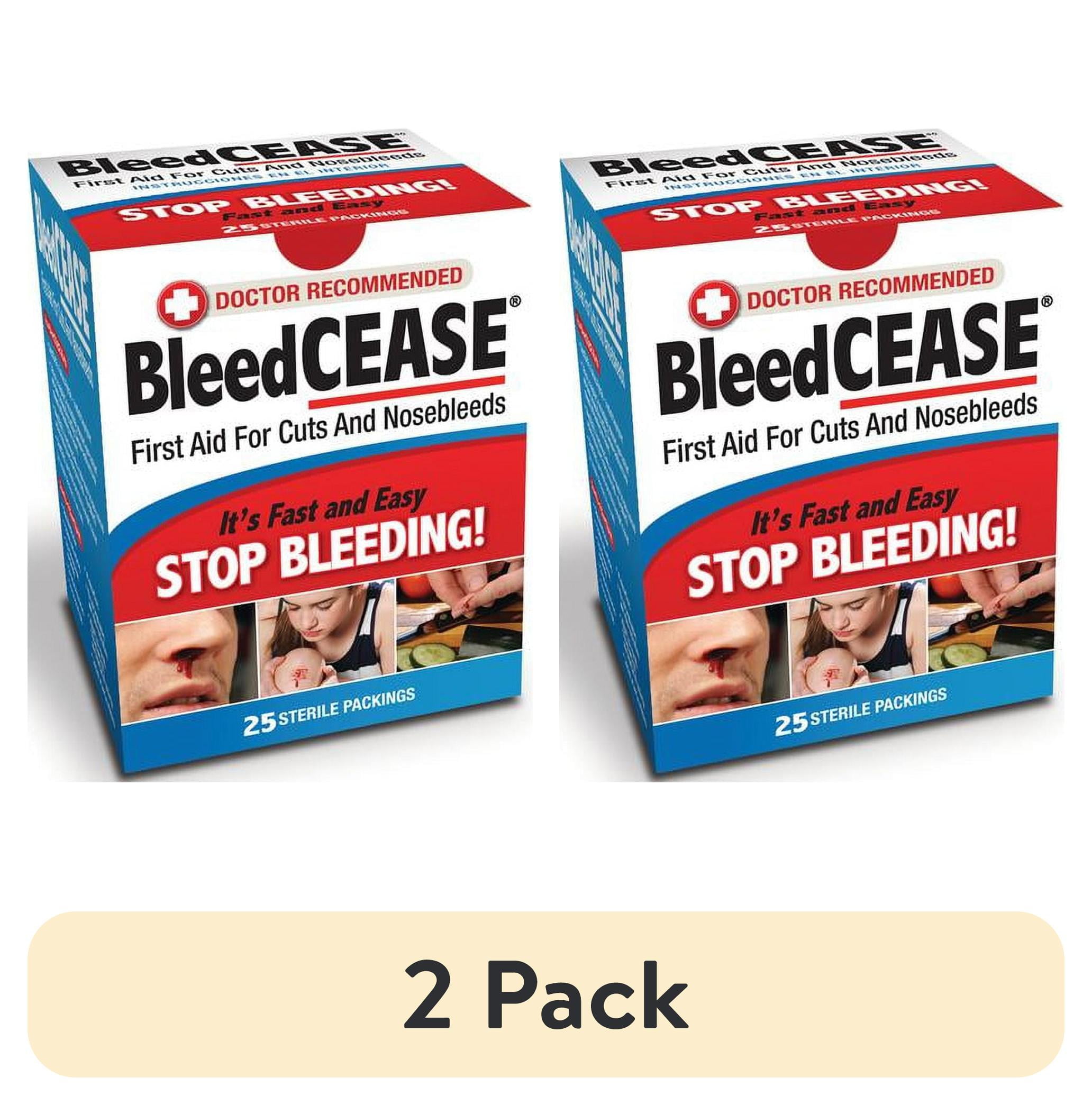(2 pack) BleedCease First Aid for Cuts and Nosebleeds Sterile Packings ...
