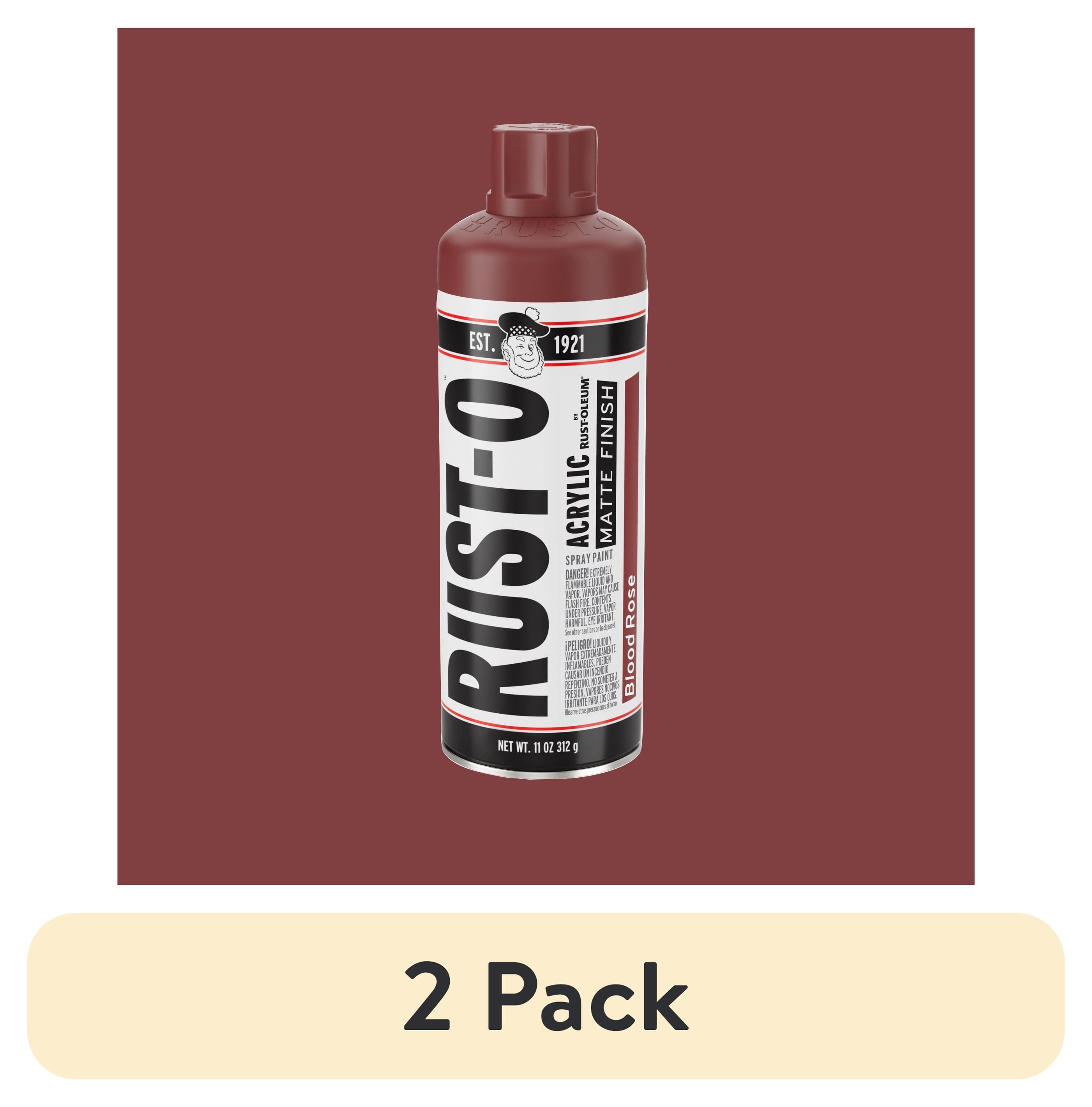 (2 pack) Blood Rose, Rust Oleum Rust-O Acrylic Matte Spray Paint 392217 ...