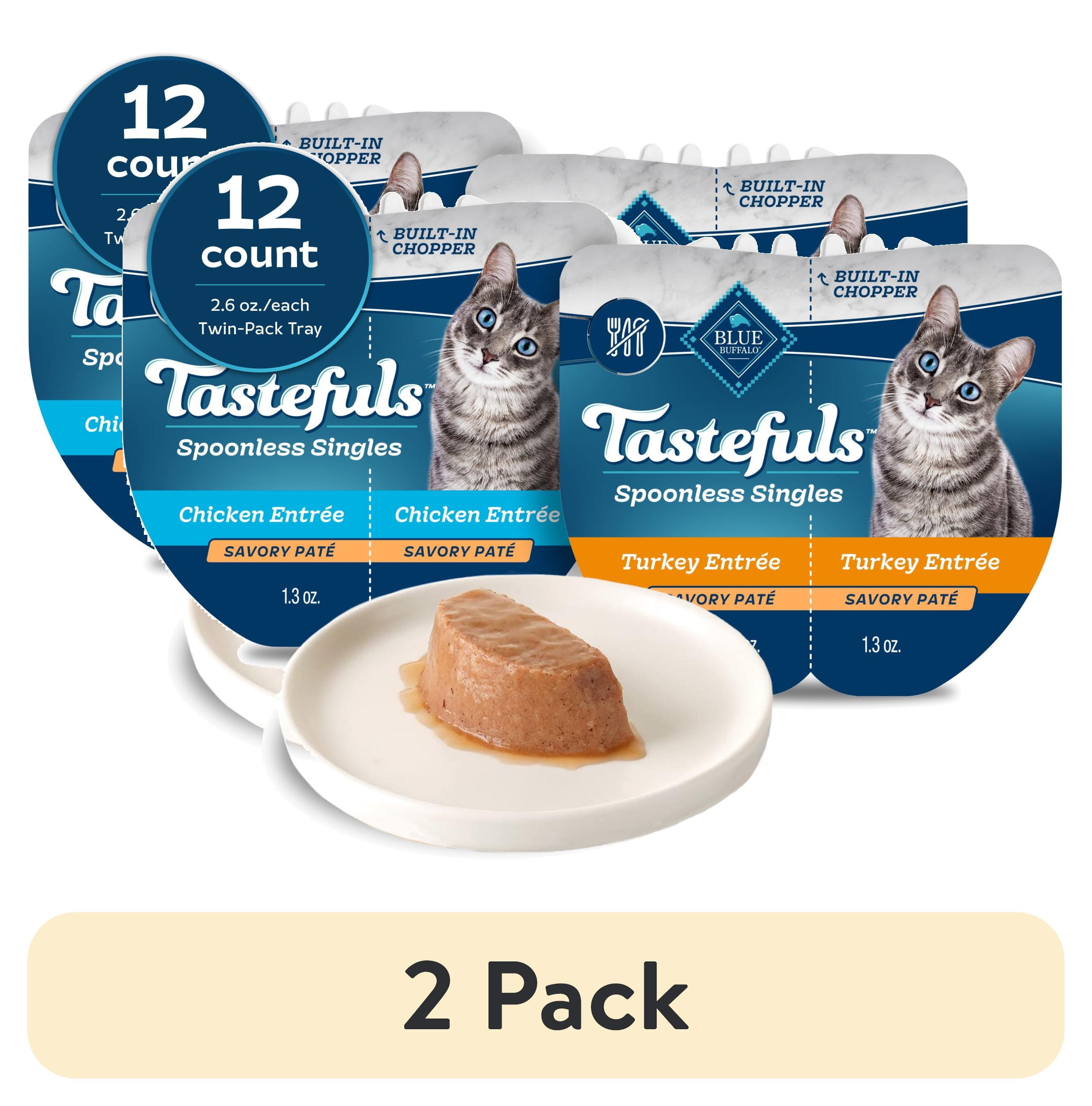 (2 pack) Blue Buffalo Tastefuls Spoonless Wet Cat Food Paté, 2.6-oz ...