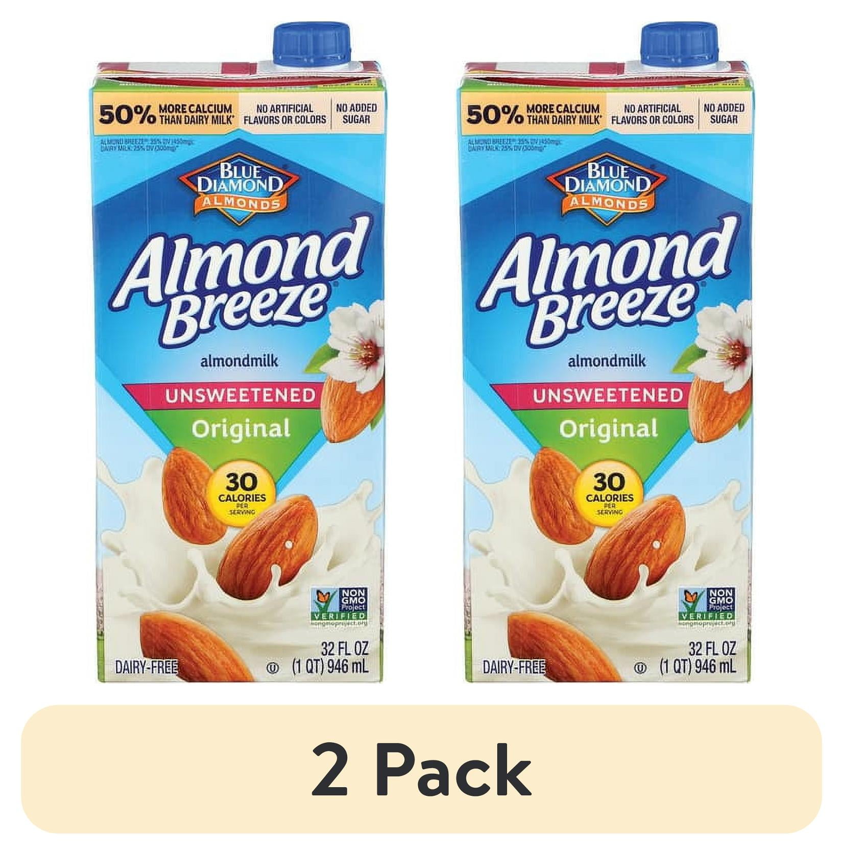 (2 pack) Almond Breeze Unsweetened Original Shelf-Stable Almondmilk, 32 oz - Walmart.com