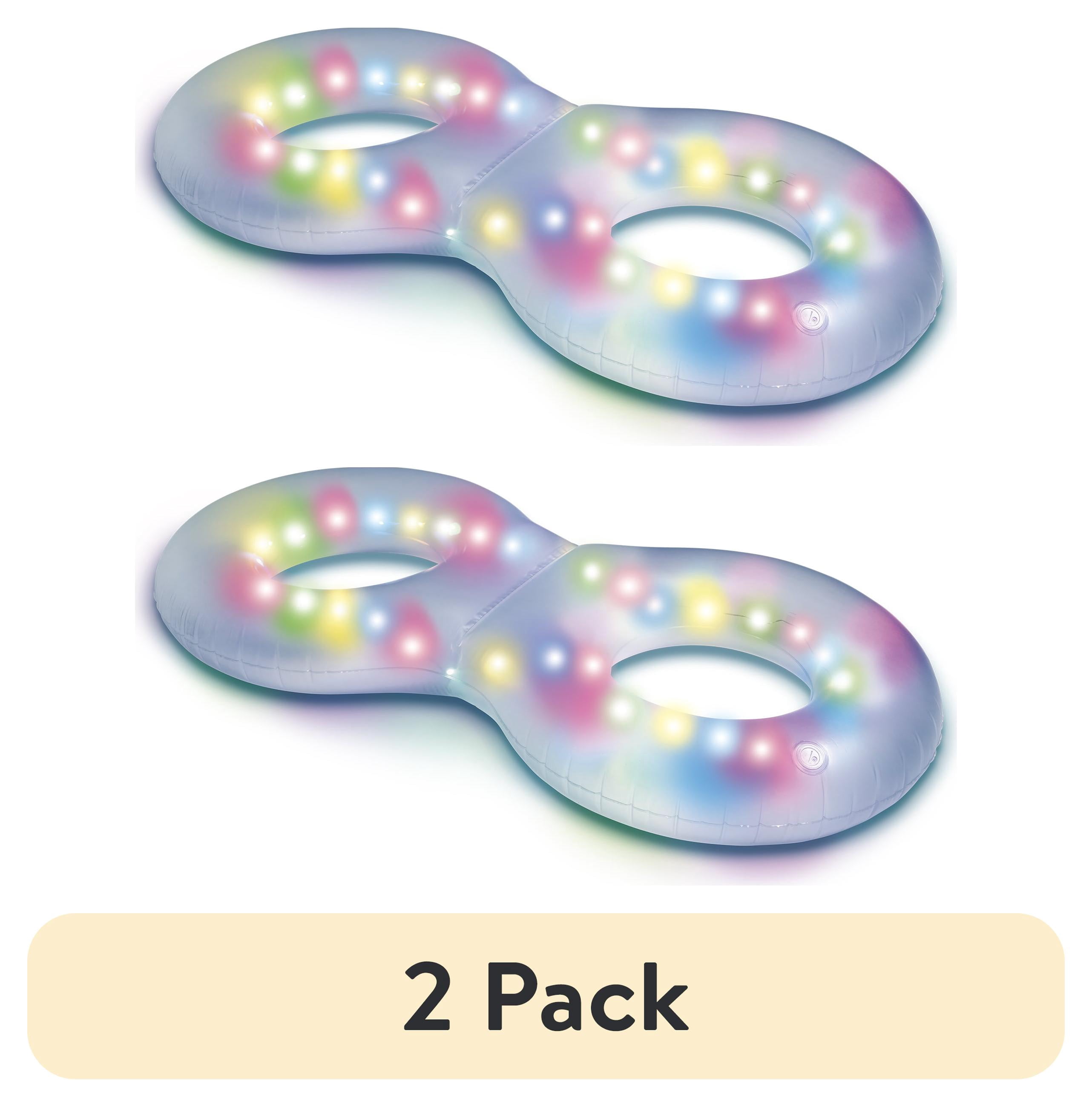 (2 pack) Bluescape LED Twin Tube – Inflatable LED Light-Up Pool Ring ...