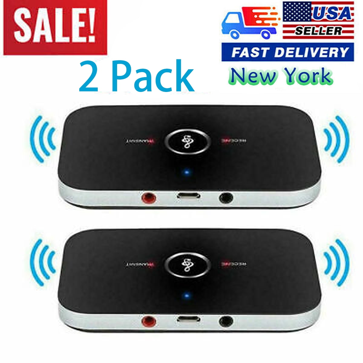 2 pack Bluetooth 4.1 Audio Transmitter Receiver 2 in1 RCA Stereo Music ...