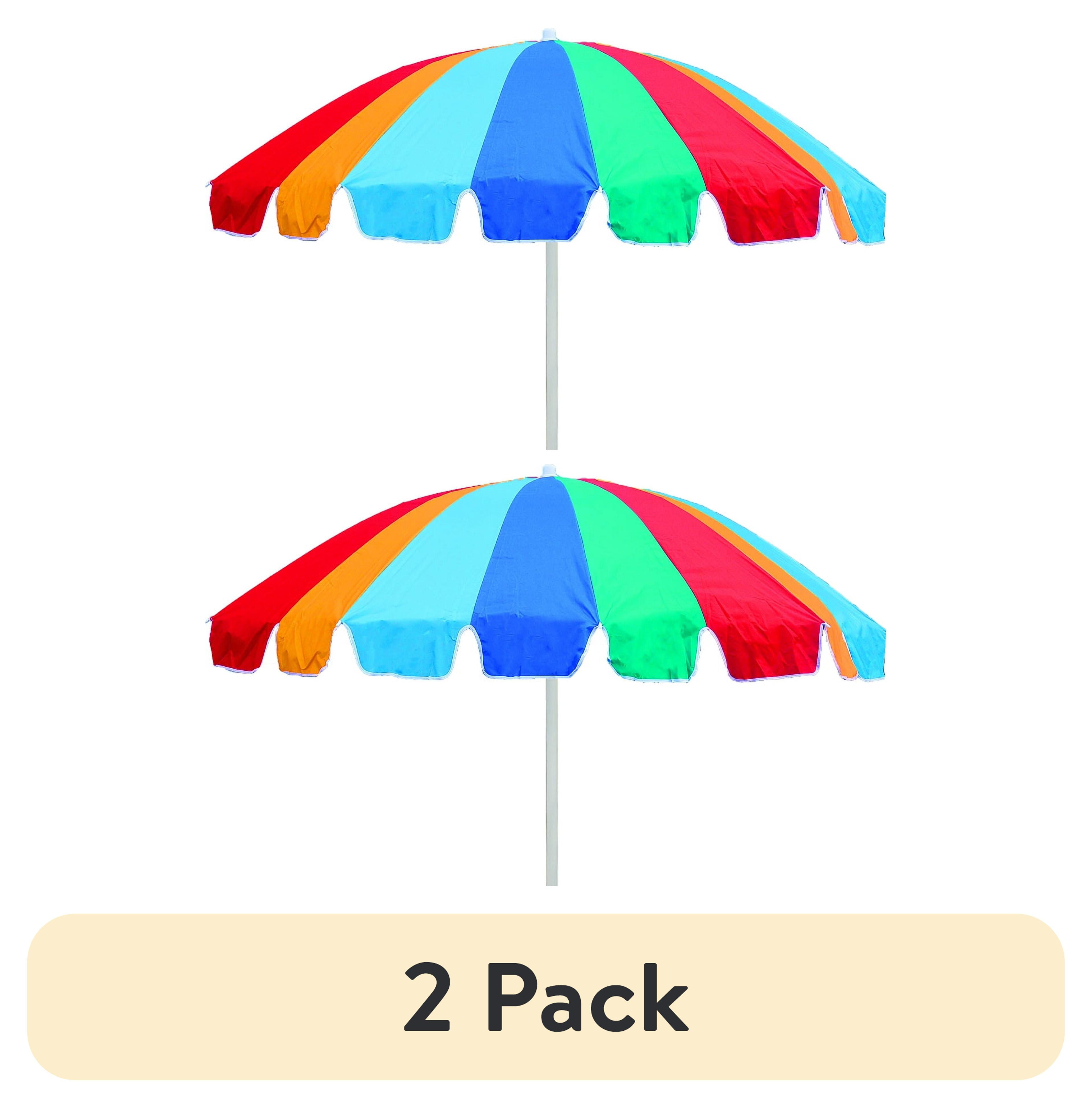 (2 pack) Bluewater Beach 7.5 Foot Tilt Beach Umbrella, UPF 50+ Silver ...