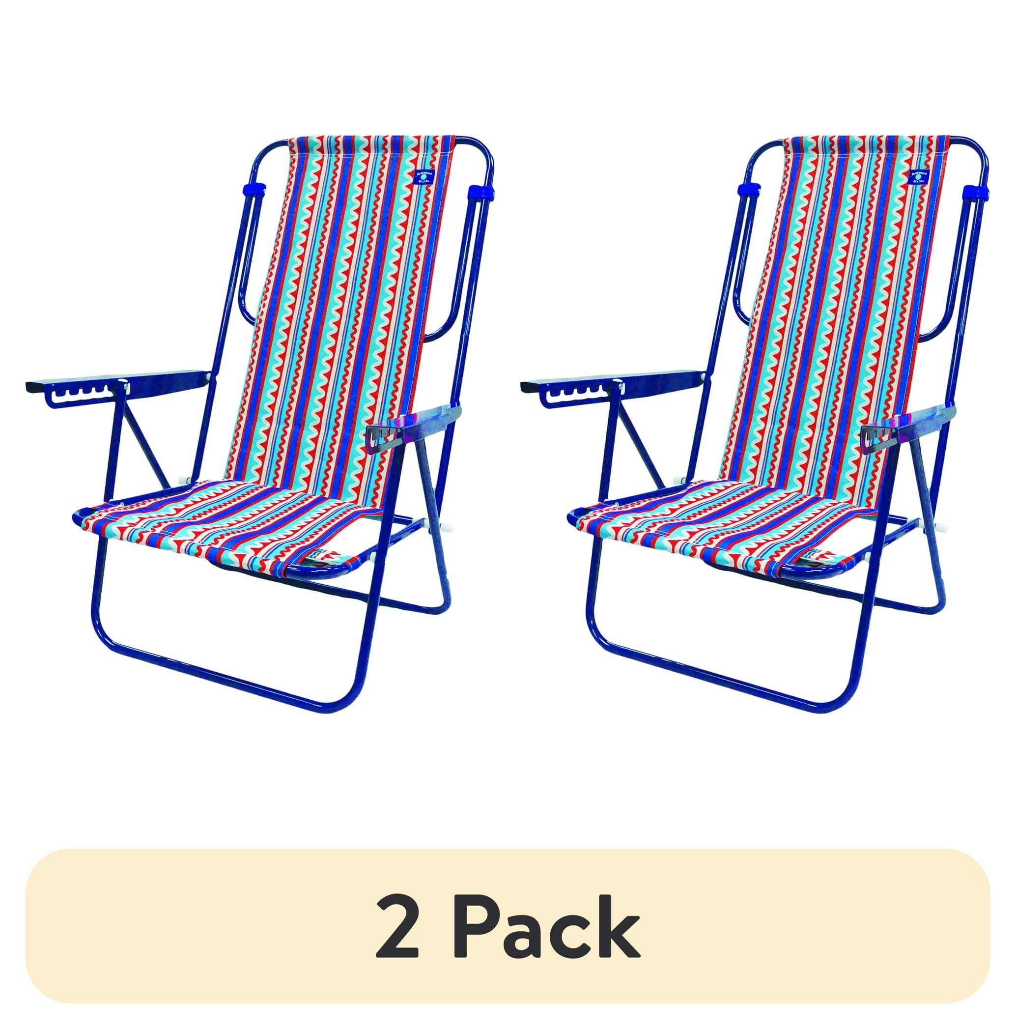 (2 pack) Bluewater Beach 7-Position Steel Lay-Flat Beach Chair ...