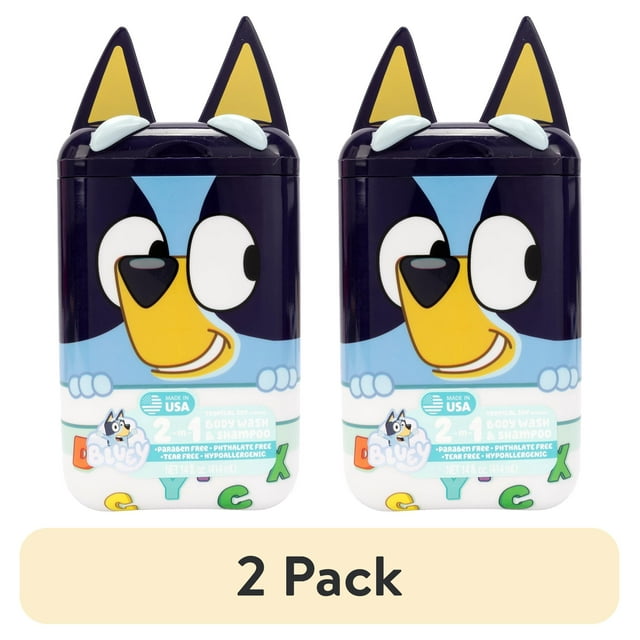 (2 pack) Bluey 2-In-1 Shampoo and Body Wash, Tropical Joy Scented, 14oz ...