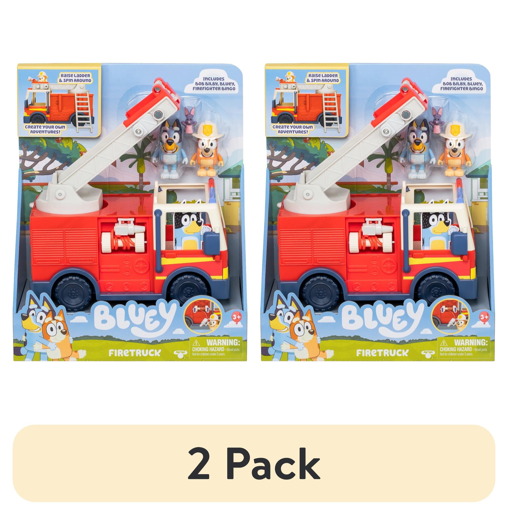 (2 pack) Bluey Fire Truck with Bluey Exclusive Firefighter Bingo and ...