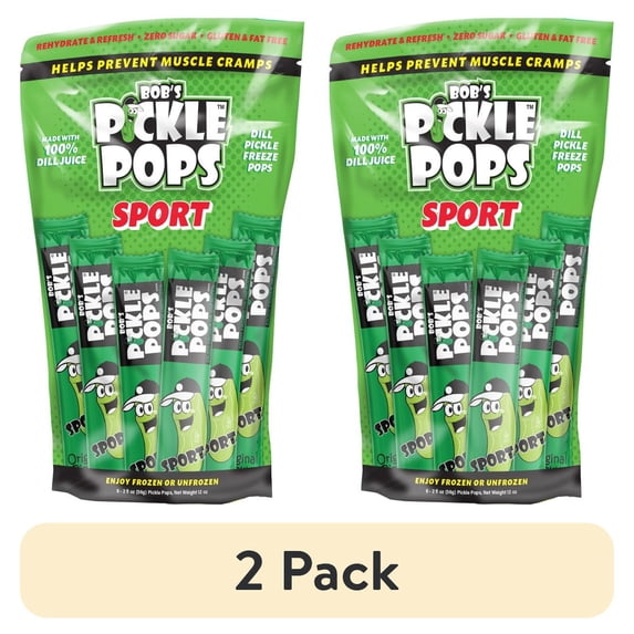 (2 pack) Bob's Pickle Pops, serving size 2 oz, 6 Count, easy tear open ...