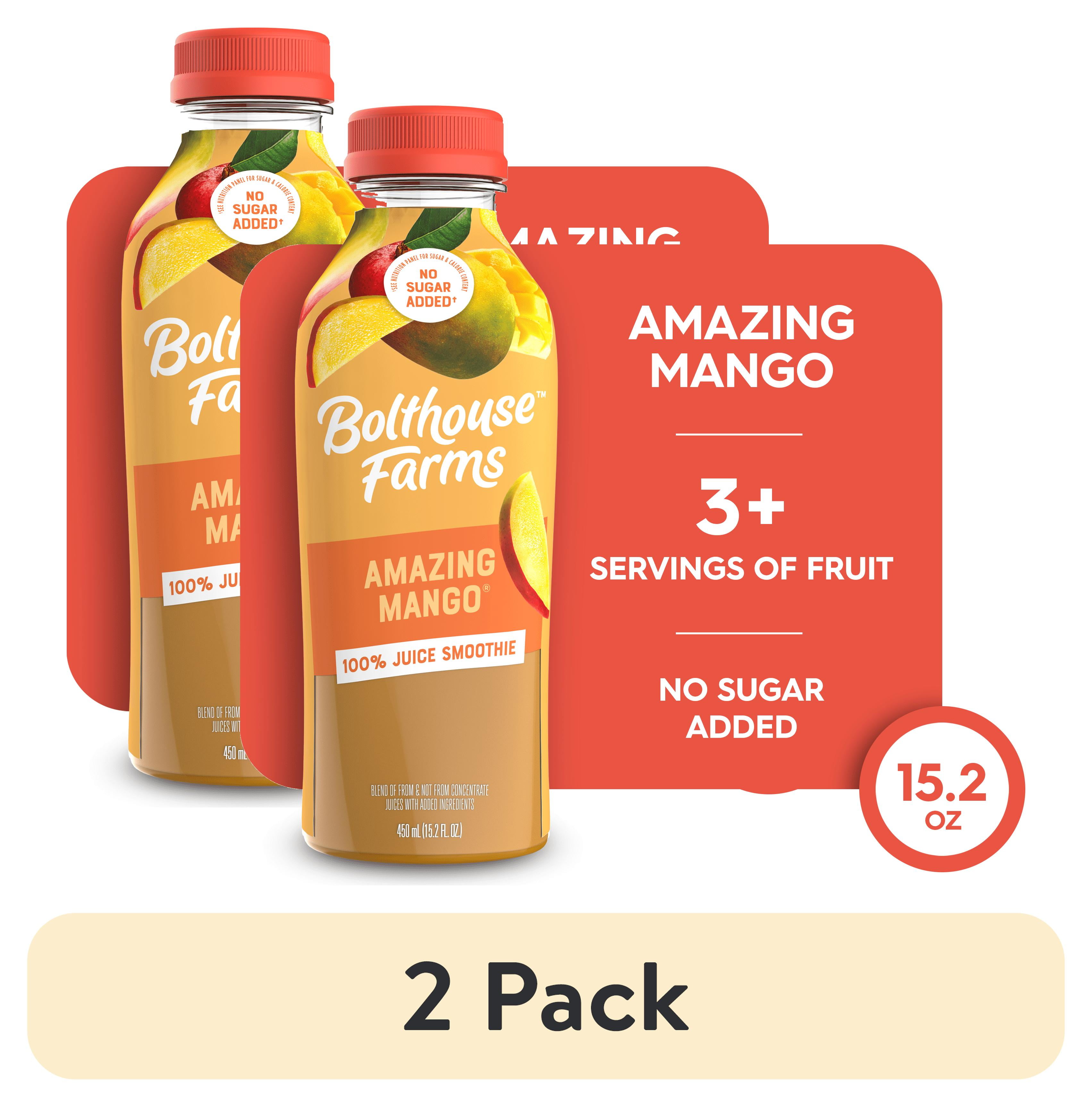 (2 pack) Bolthouse Farms Fruit Juice Smoothie, Amazing Mango, 15.2 fl ...
