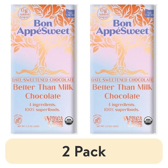 (2 pack) Bon AppeSweet Better Than Milk Chocolate Bar 2.2 oz - Walmart.com