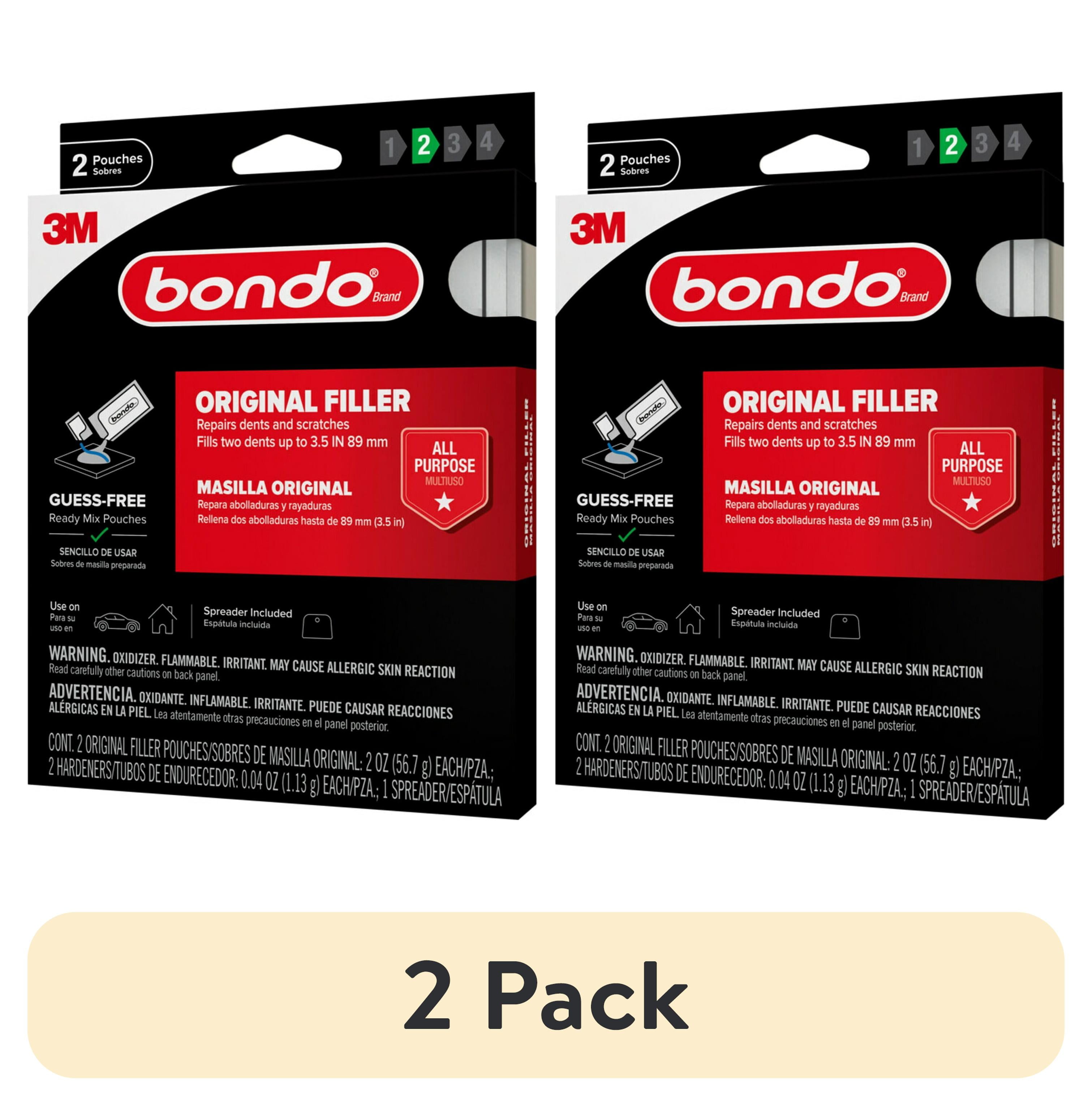 (2 pack) Bondo Original Filler, Ready Mix Pouches, 2 oz, Fix Dings ...